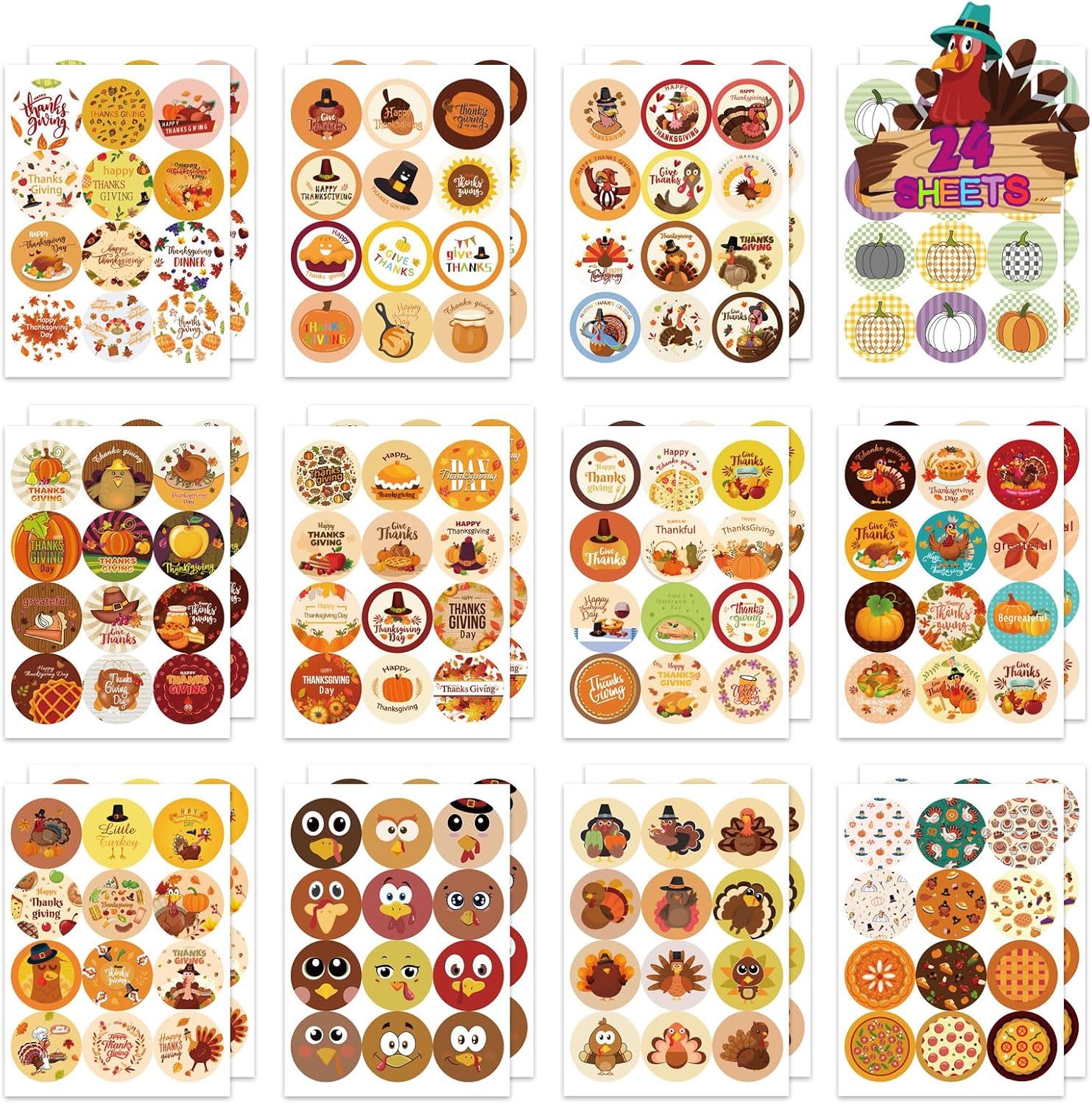 Amazon.com: Thanksgiving Stickers - Happy Thanksgiving Turkey Envelopes ...