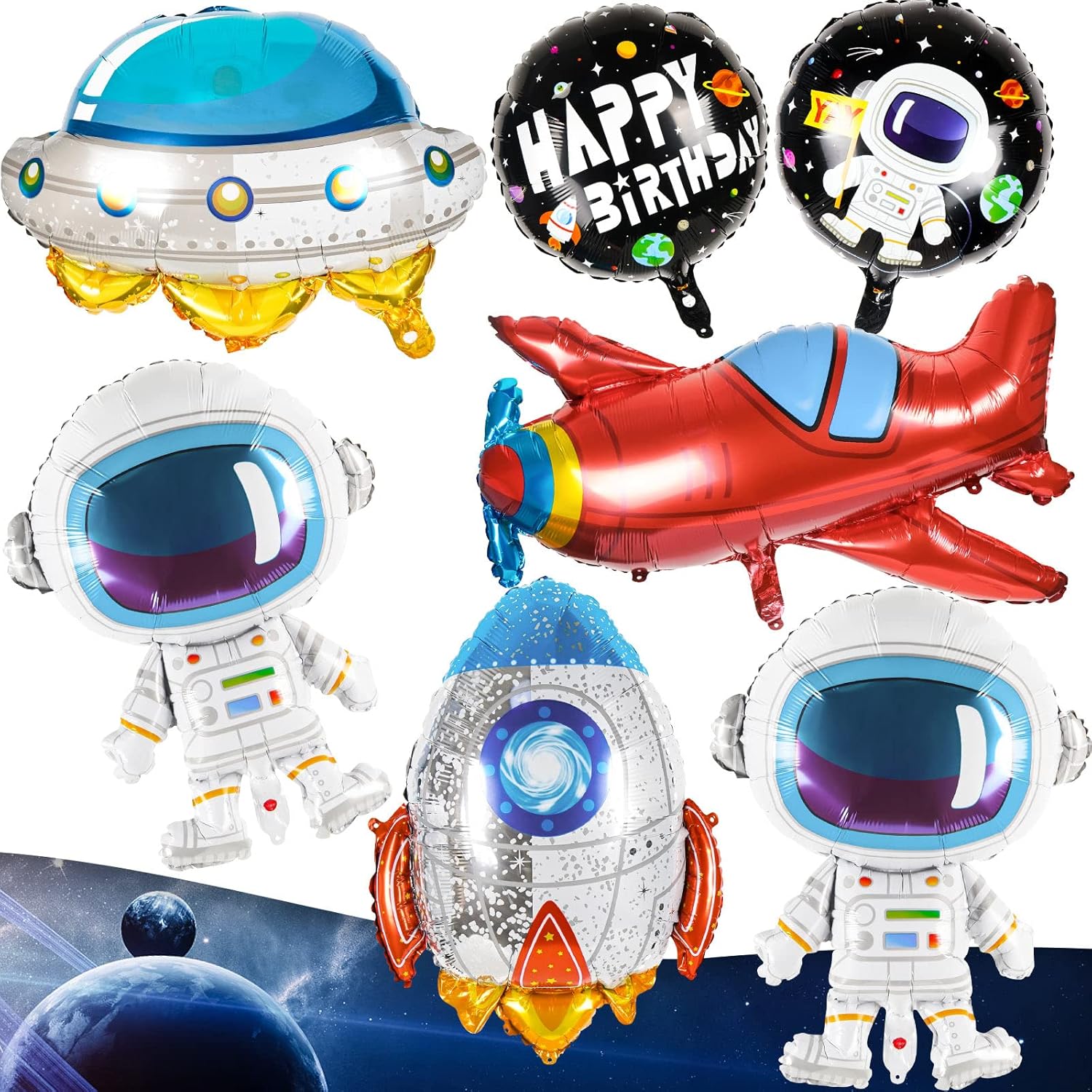 Space Foil Balloon 7 Pcs, Outer Space Cartoon Balloons, Spaceship ...