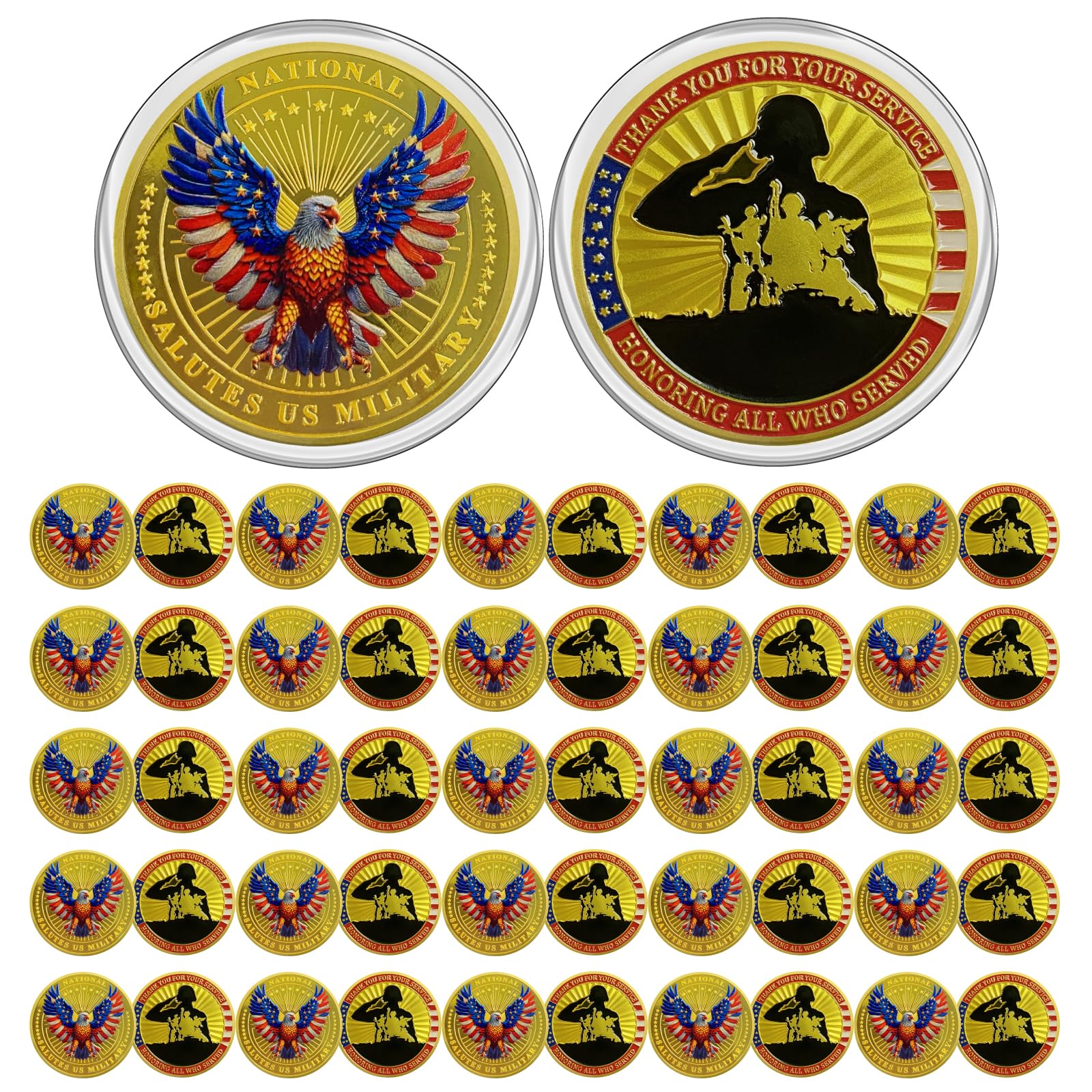 Amazon.com : CHURYUML 50Pcs Military Challenge Coins Set - National ...