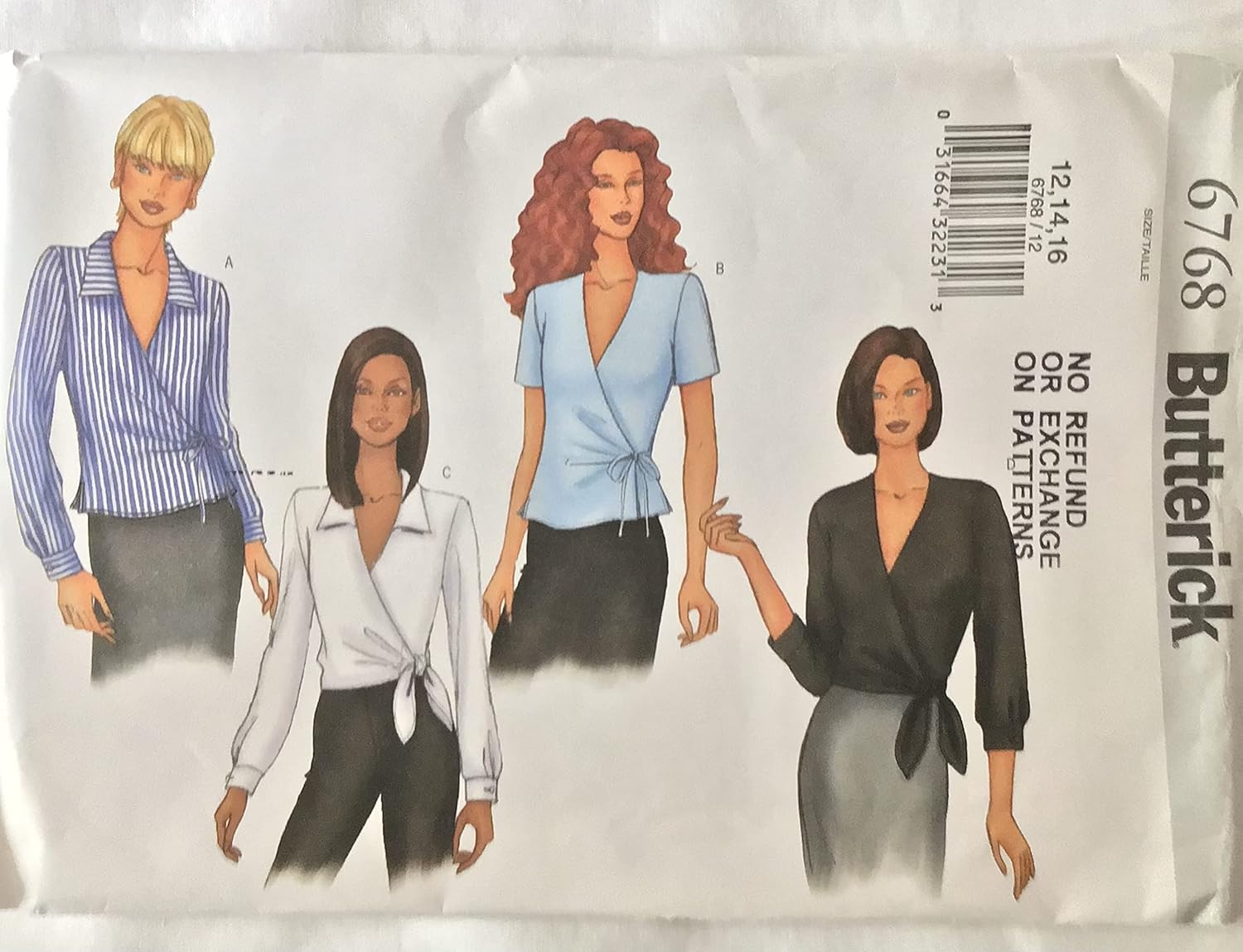 Butterick 6768 Sewing Pattern Misses Top Size 12,14,16 : Amazon.ca: Home