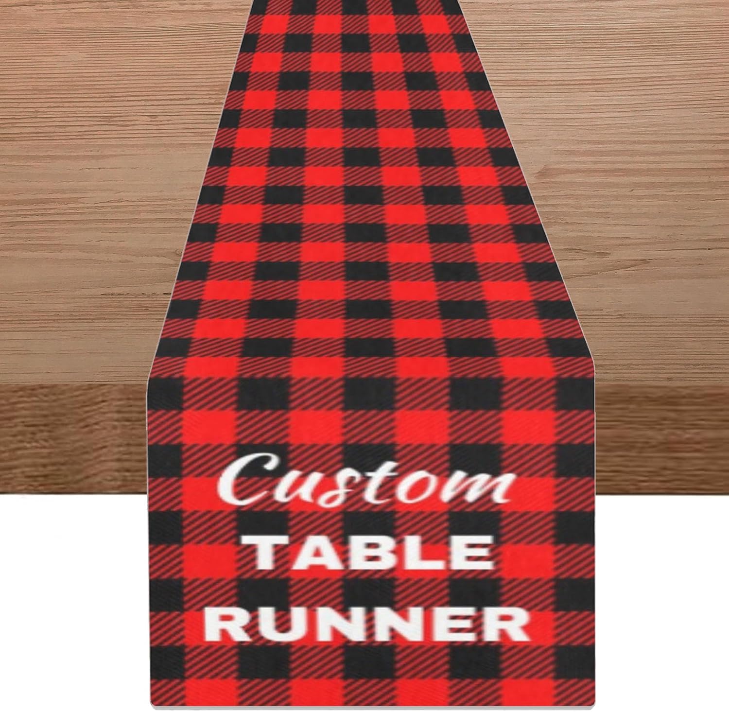 Amazon.com: Red Buffalo Check Plaid Custom Table Runner with Business ...