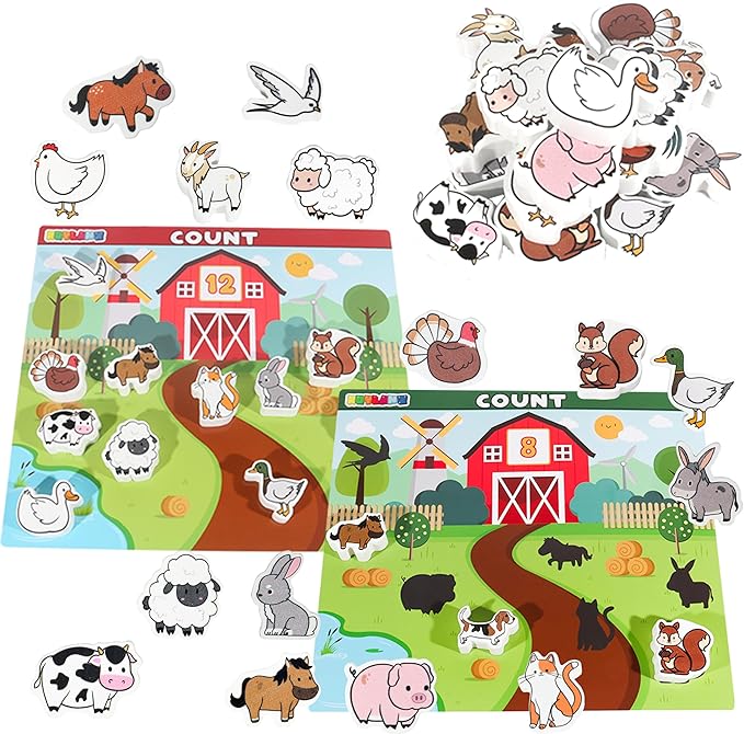 Amazon.com: CmayAlgc Farm Animal Matching Toy for Kid, Wooden Animal ...