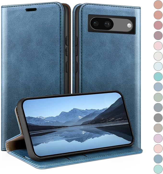 HUOUH Case for Google Pixel 8A with RFID Blocking Premium Leather Flip ...