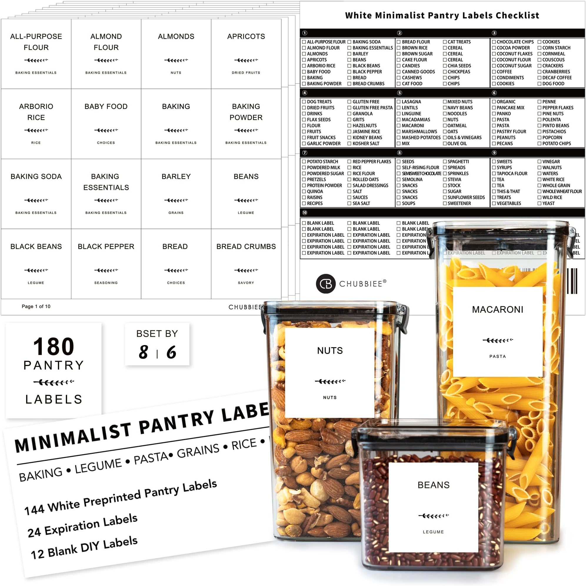 Amazon.com: 20 Kitchen Pantry Food Container Labels (Decals) for ...