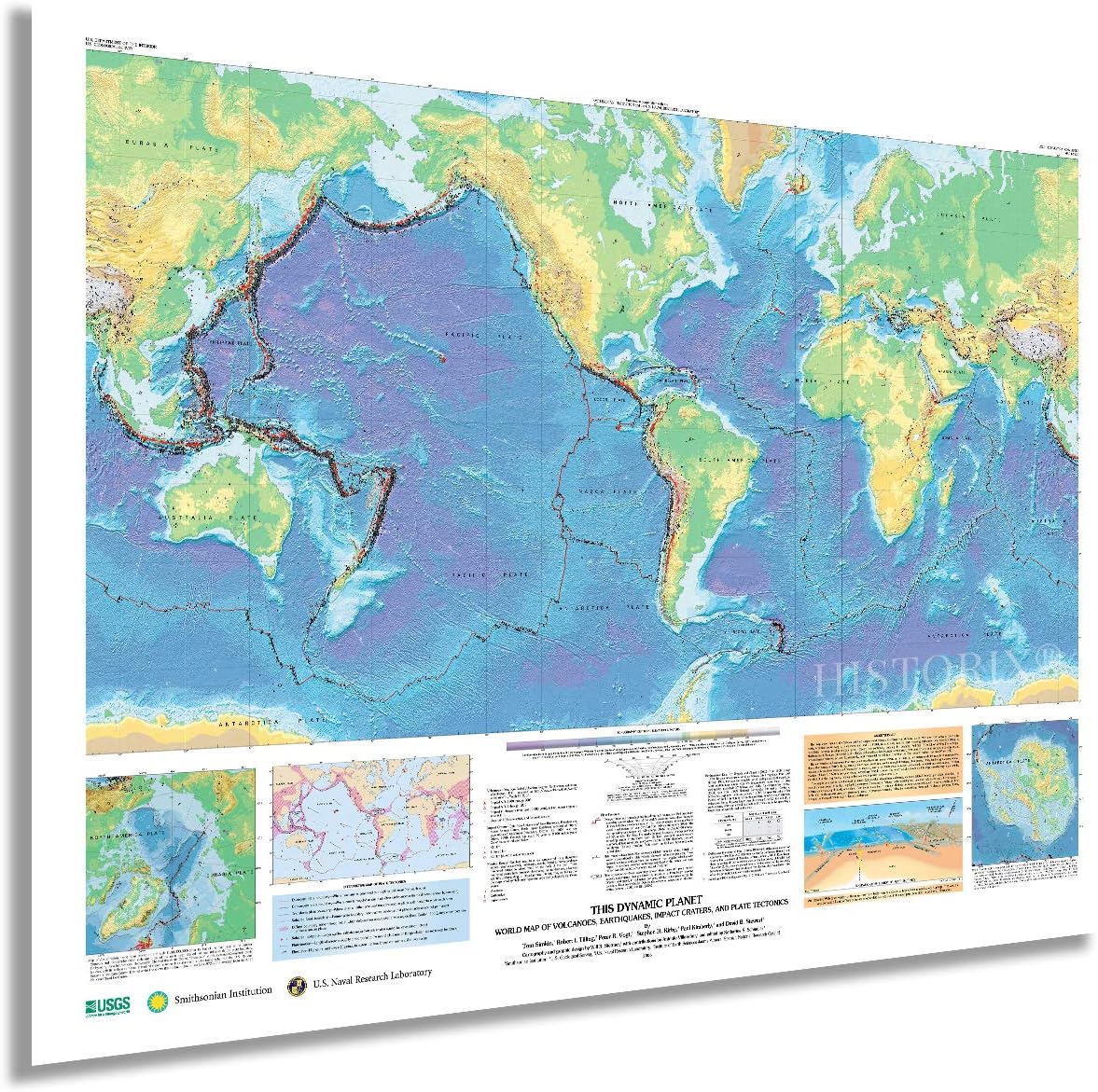 HISTORIX World Map of Volcanoes, Earthquakes & Bahrain | Ubuy