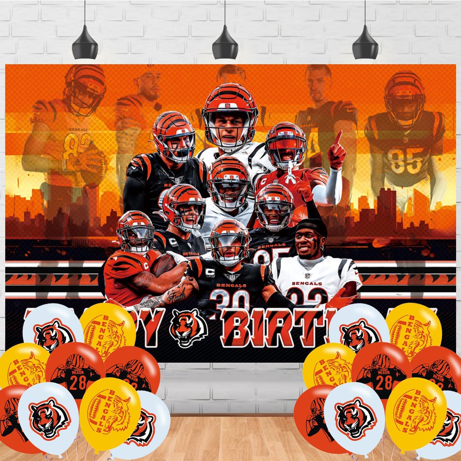 Amazon.com: Cincinnati Soccer Birthday Party Backdrop, Bengals Football ...