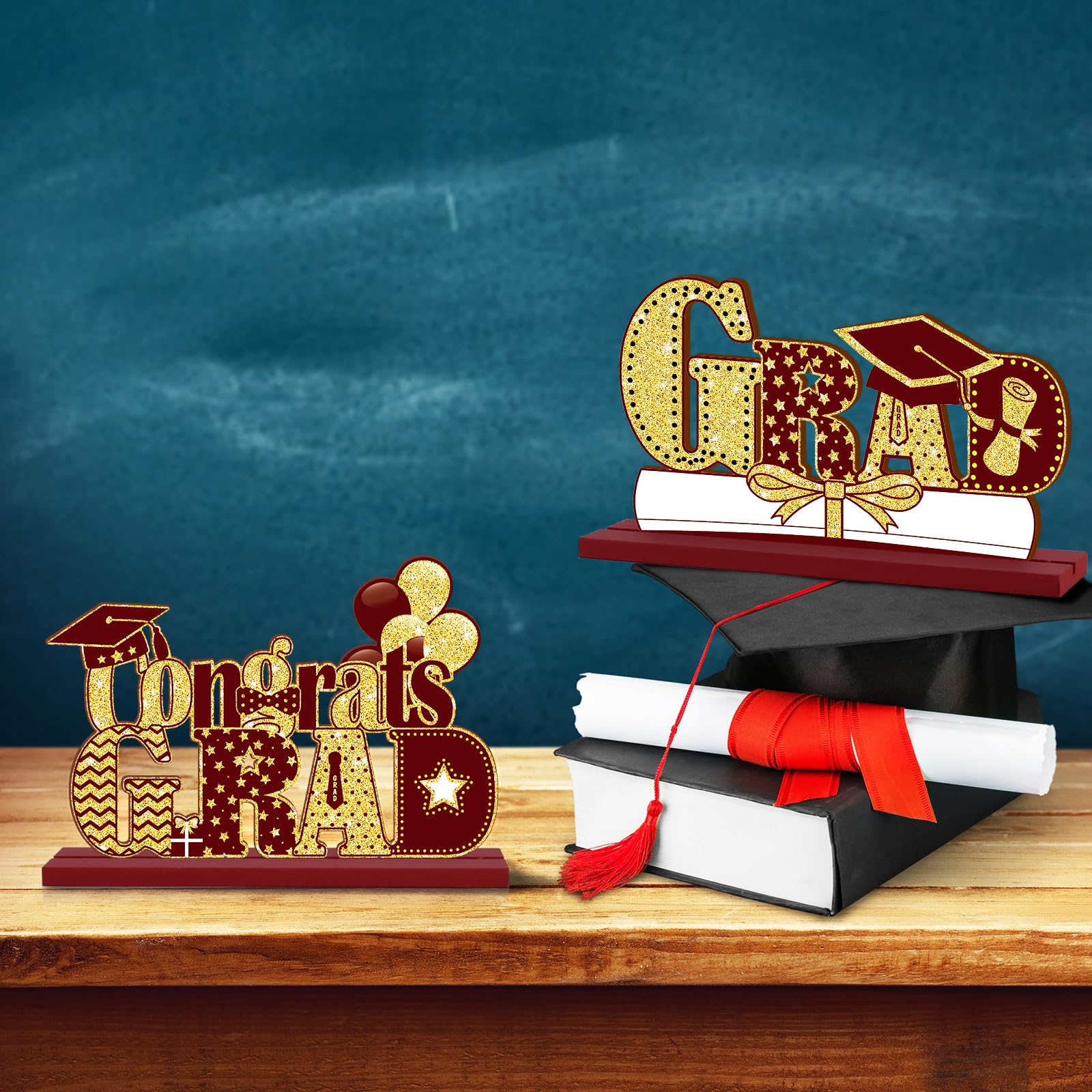 Buy 4 Pieces 2021 Graduation Party Decorations Wooden Class of Grad ...