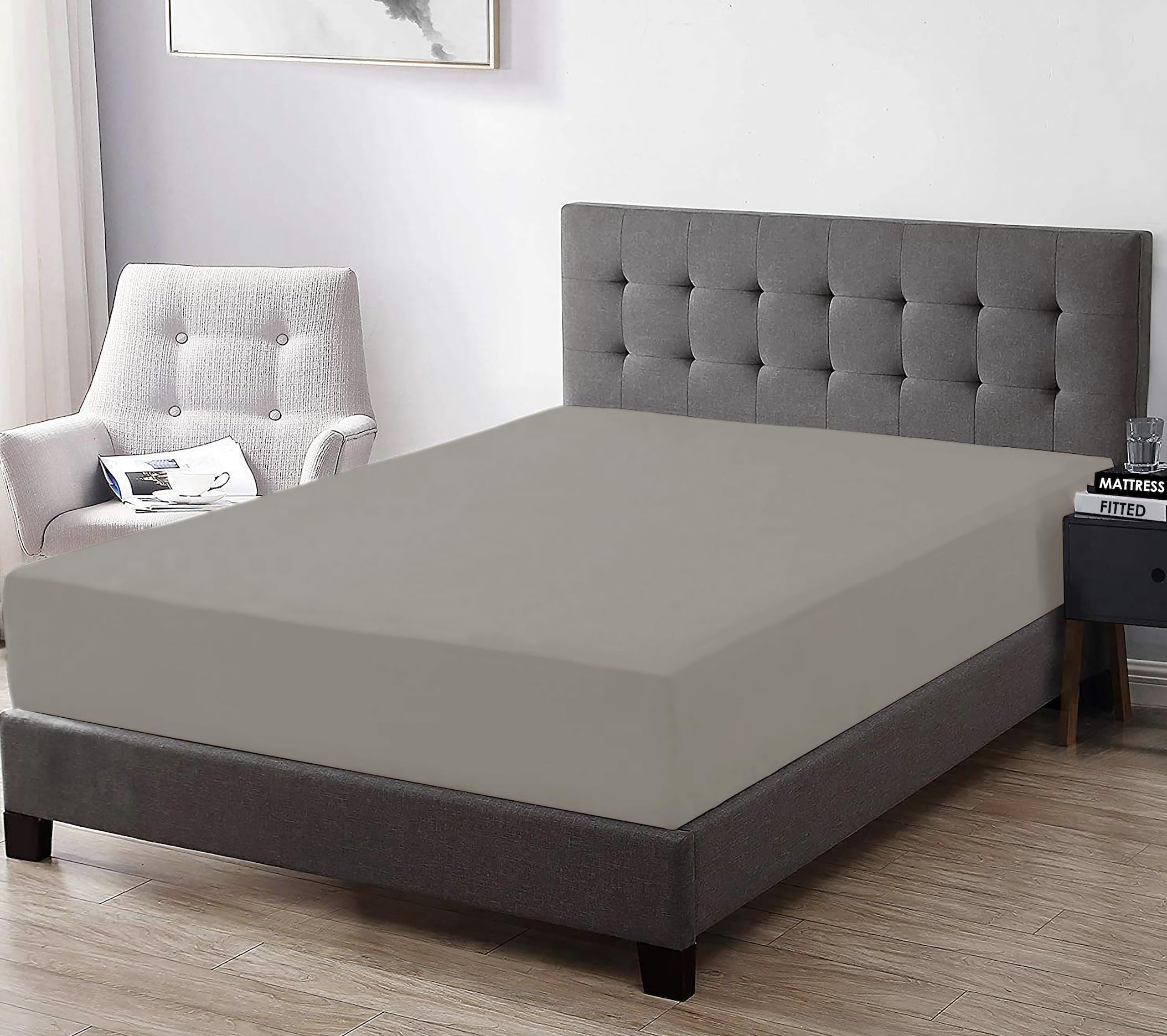 Amazon.com: Three Quarter White Fitted Sheet, Soft 400 Thread Count 100 ...