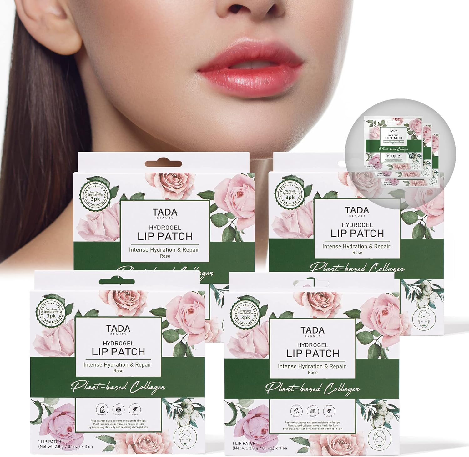 Amazon.com : TADA BEAUTY 12 Pieces Hydrogel Lip Mask Intense Hydrating ...