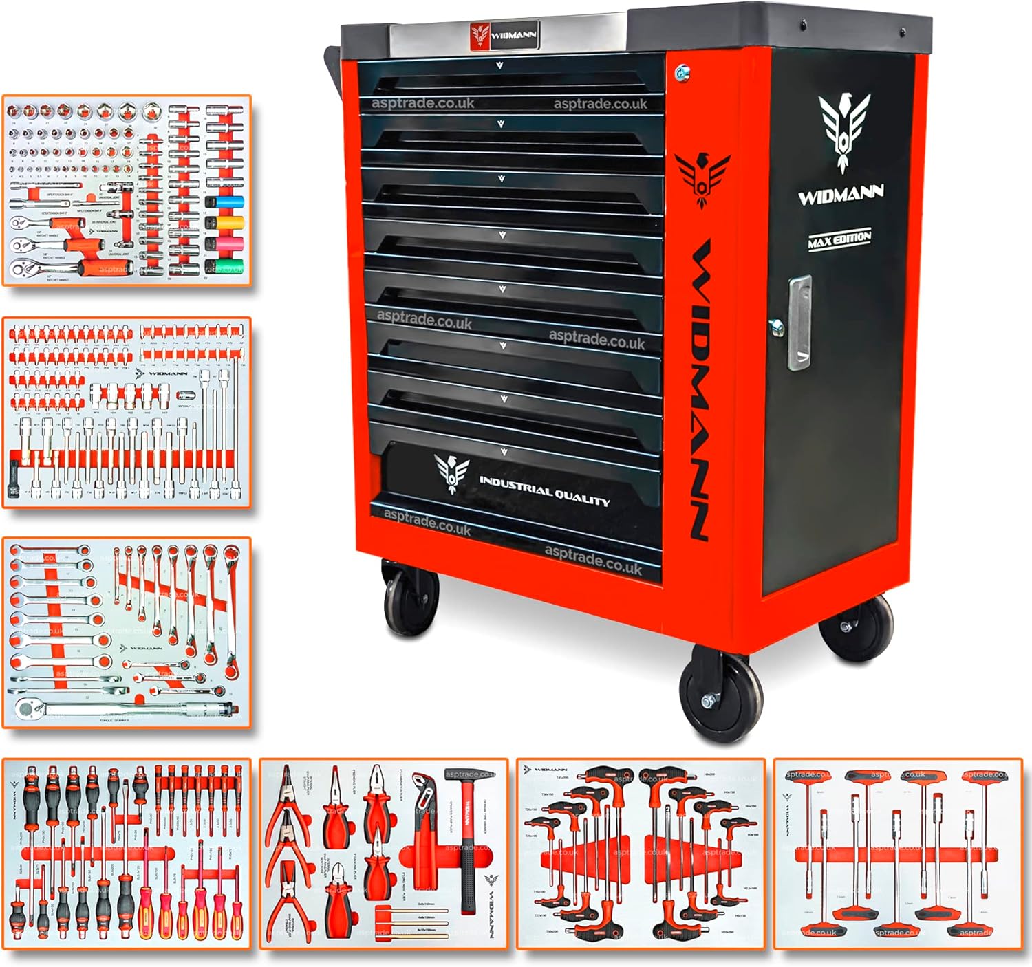 WIDMANN Tool Trolley Cabinet with Tools Steel Workshop Storage Chest ...