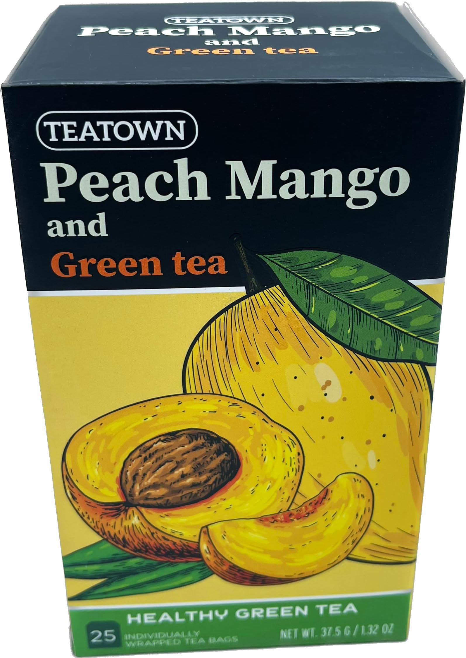 Amazon.com : Premium Caffeinated Ceylon Peach Mango Green Tea Bags: 25 ...