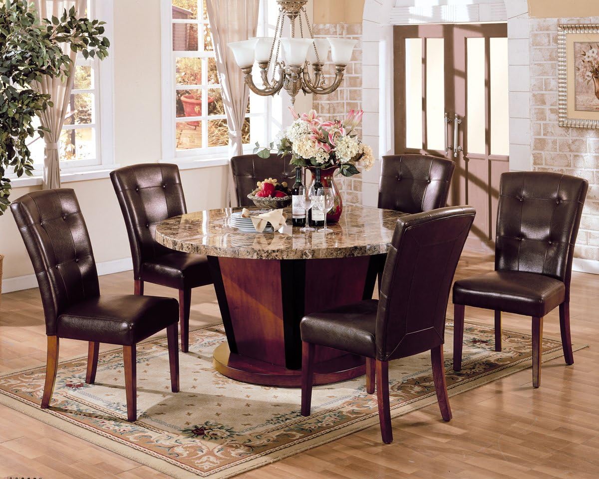 Amazon.com - Acme 0 Bologna Marble Top Dining Table, Brown, 60-Inch ...