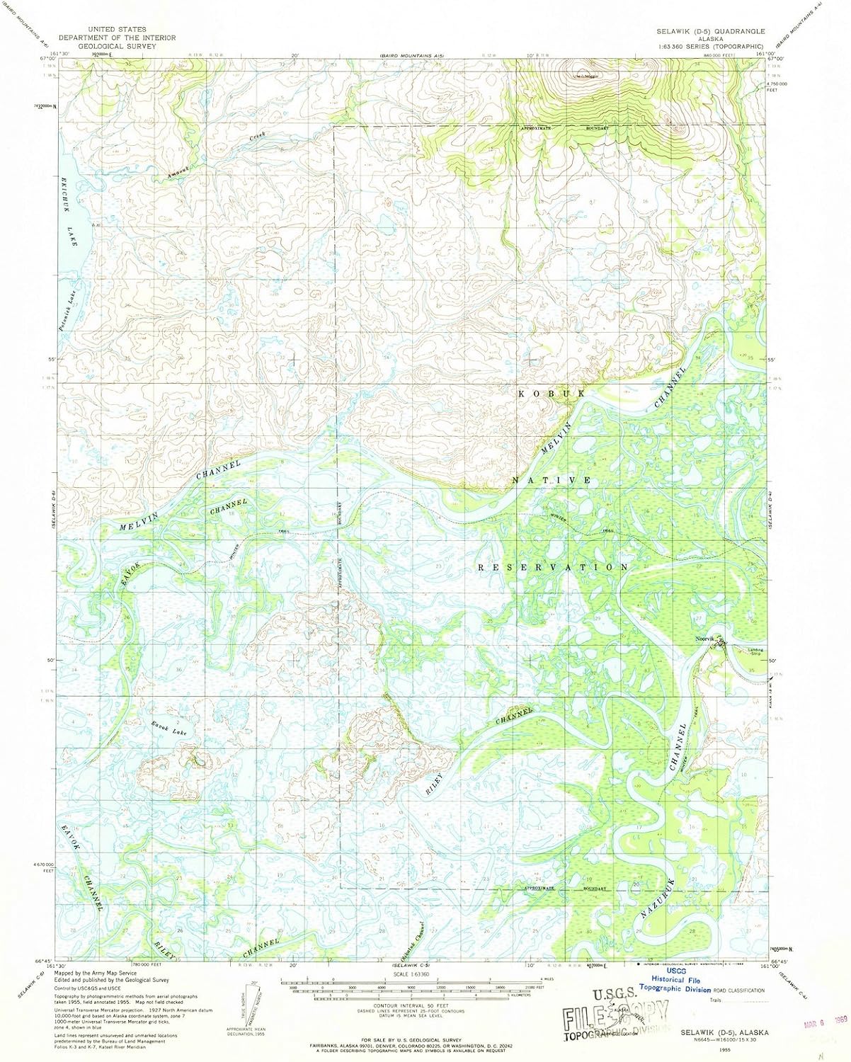 Amazon.com: 1955 Selawik, AK - Alaska - USGS Historical Topographic Map ...