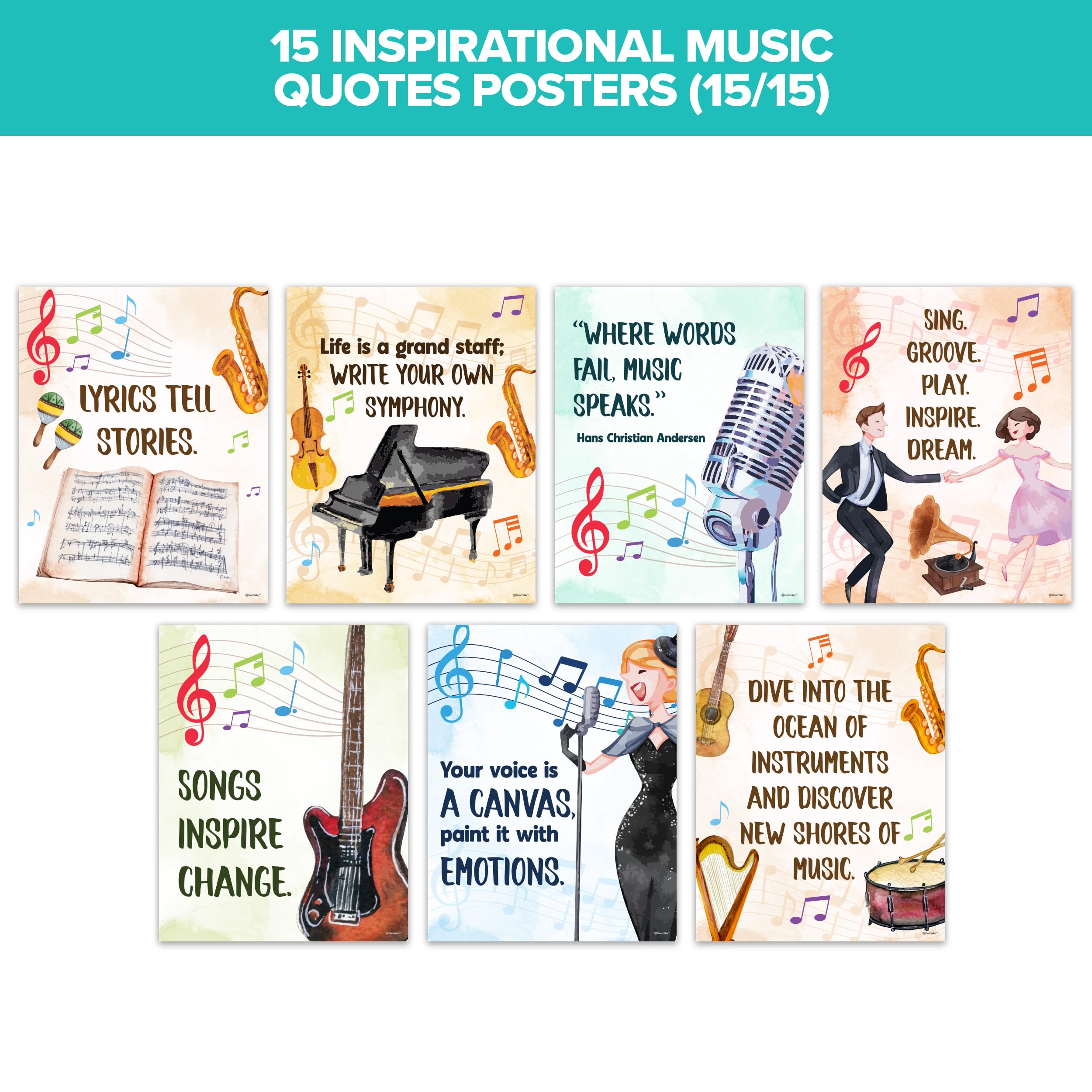 Snapklik.com : Decorably 15 Music Posters For Classroom Elementary And ...