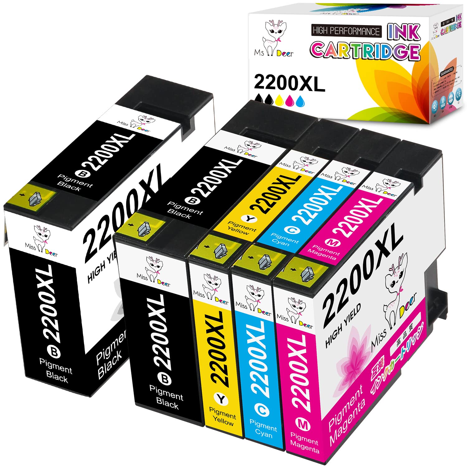 MS Deer Compatible PGI-2200XL Pigment Ink Cartridges Replacement for ...