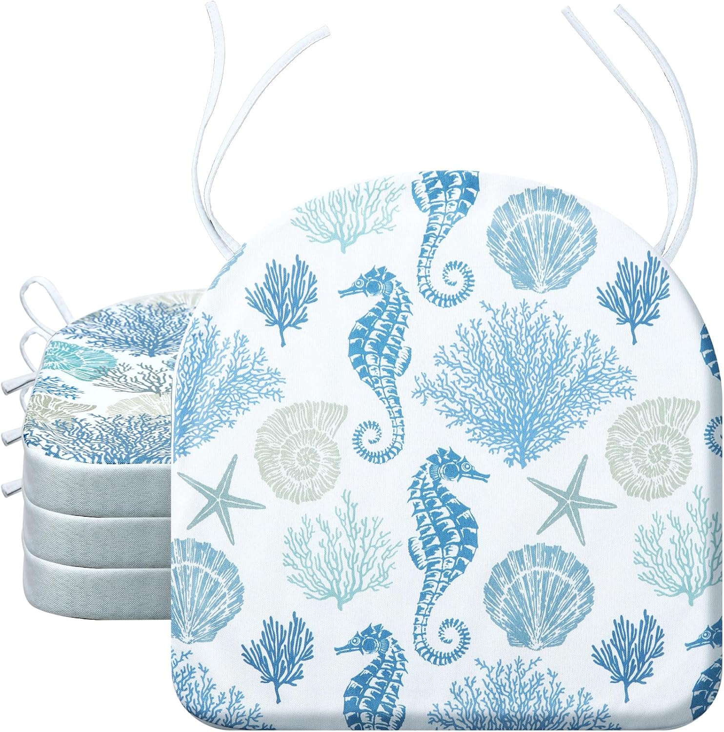 Amazon.com : Barydat 4 Pcs Ocean Chair Cushions with Ties for Patio ...