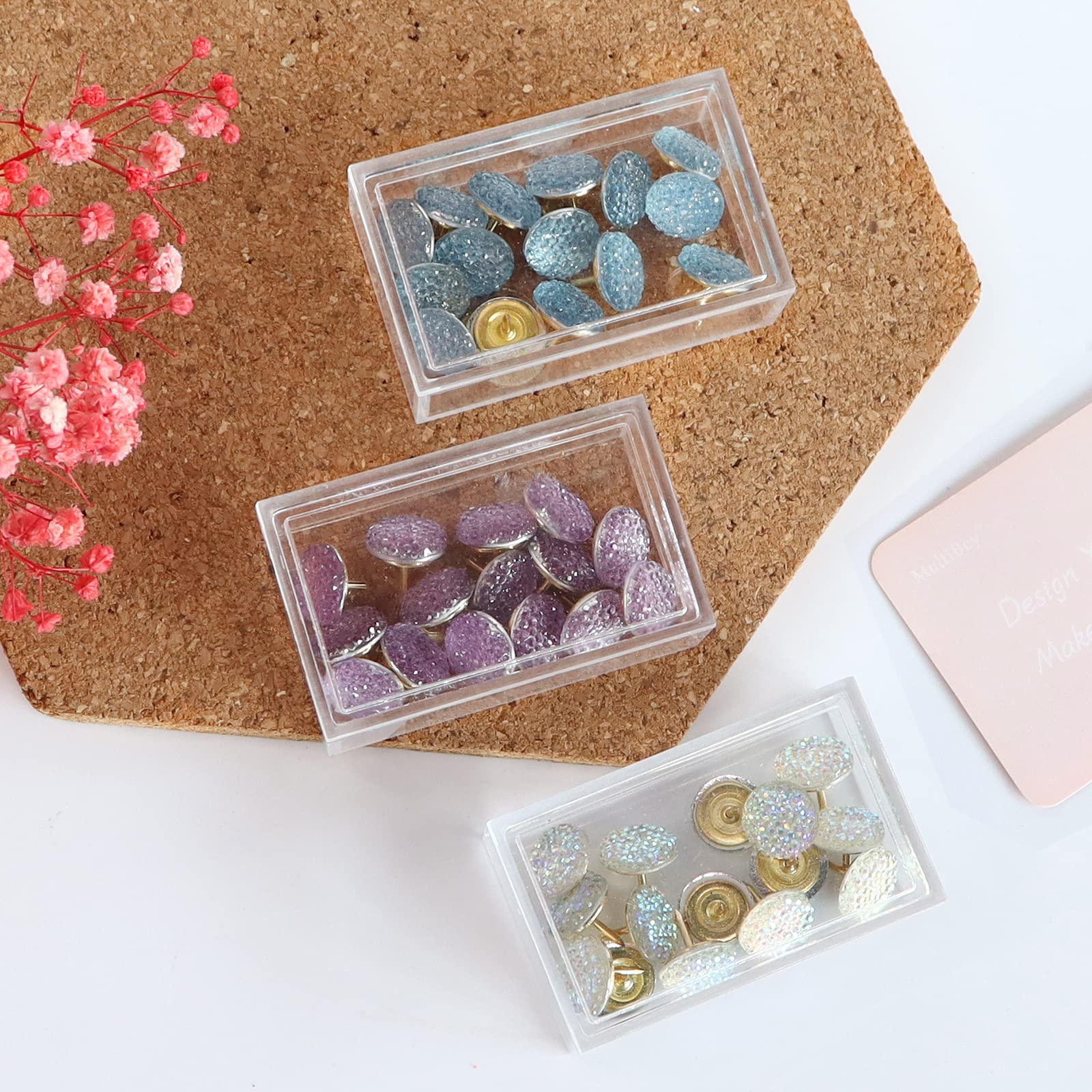 Snapklik.com : Colored Diamond Push Pins Decorative Thumb Tacks Large ...