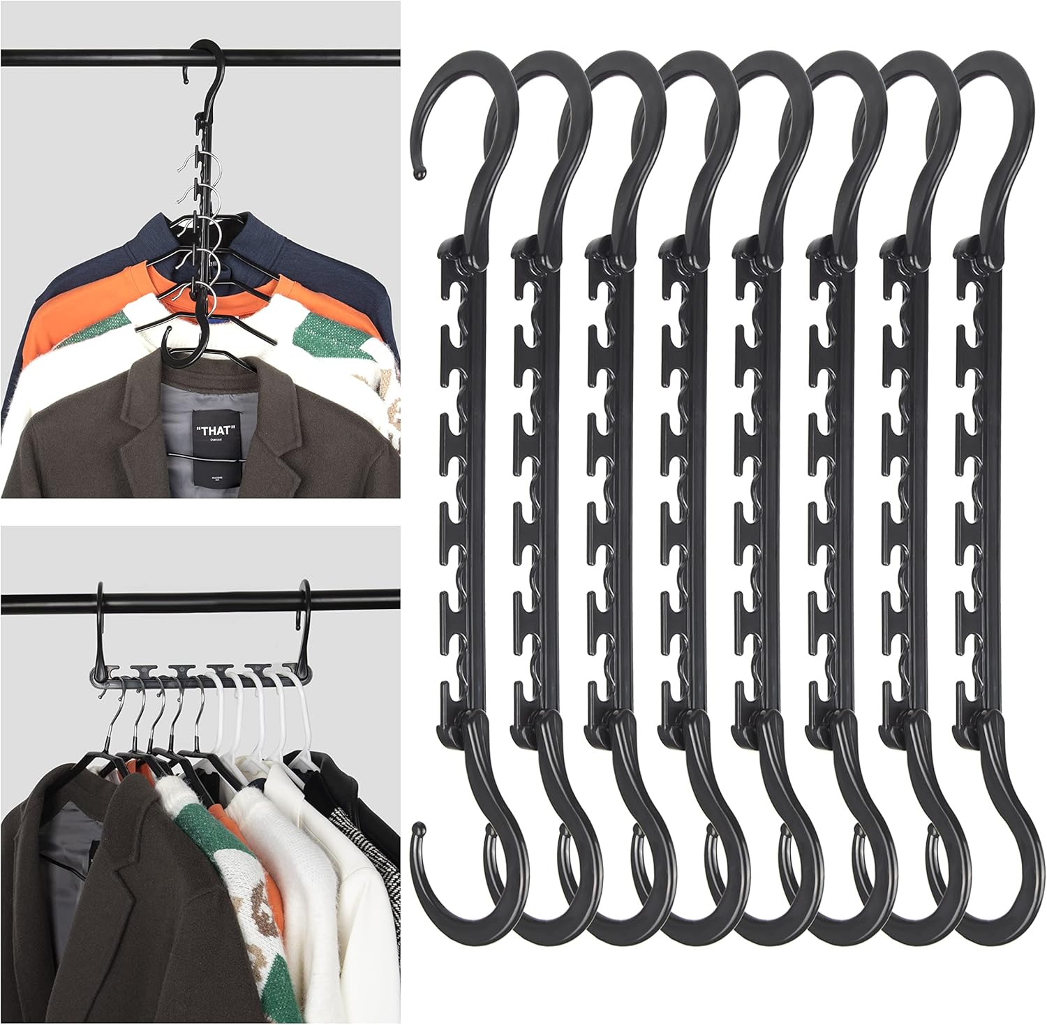 Amazon.com: HeFSRi Space Saving Hangers, 8 Pack Black Heavy Duty ...