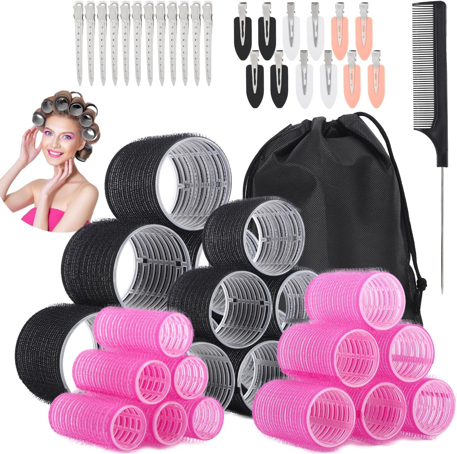 Amazon.com : 50Piece Hair Rollers Set, Self-Grip Rollers Hair Curlers ...