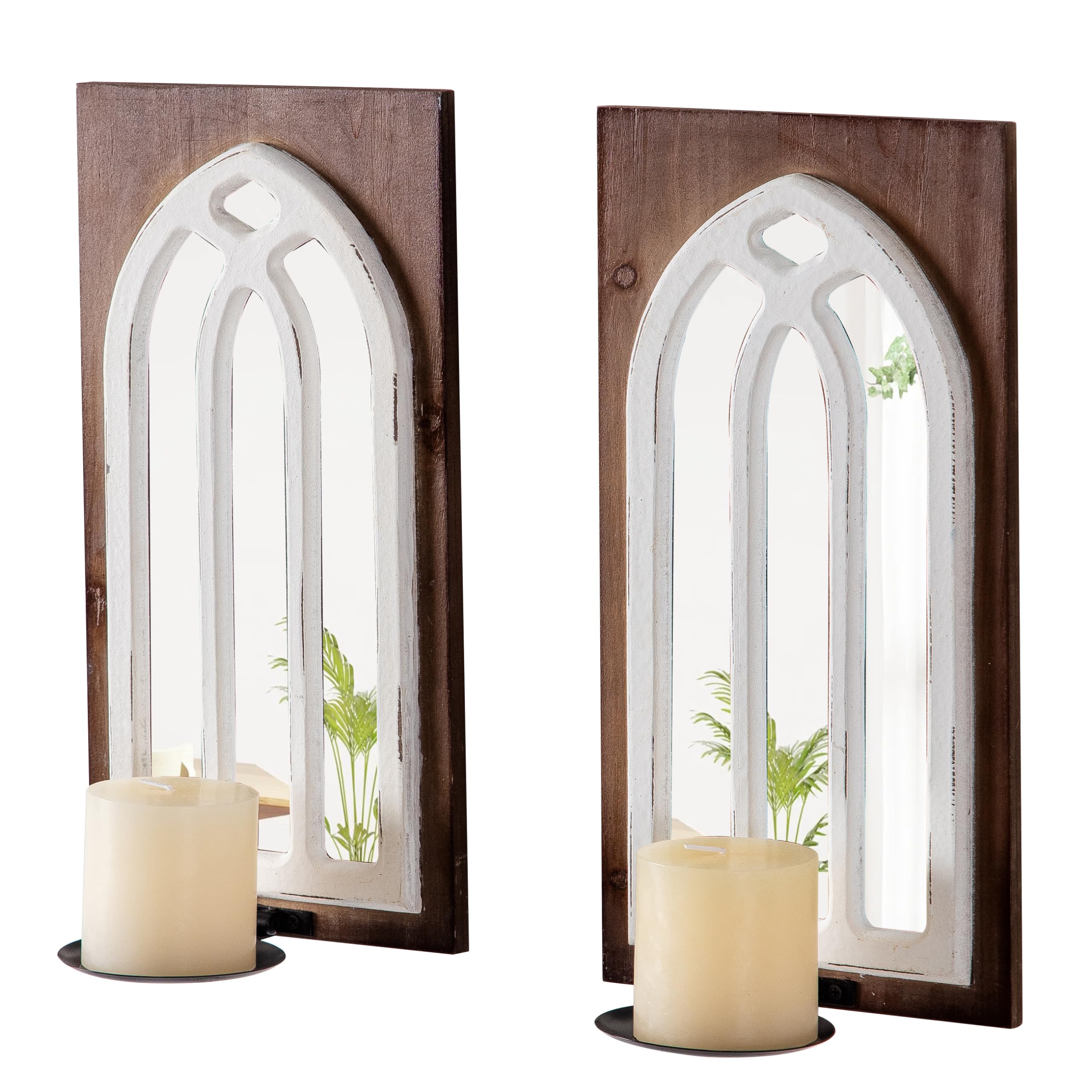 Amazon.com: SOFE Arched Window Mirror Candle Sconces Wall Decor Set of ...