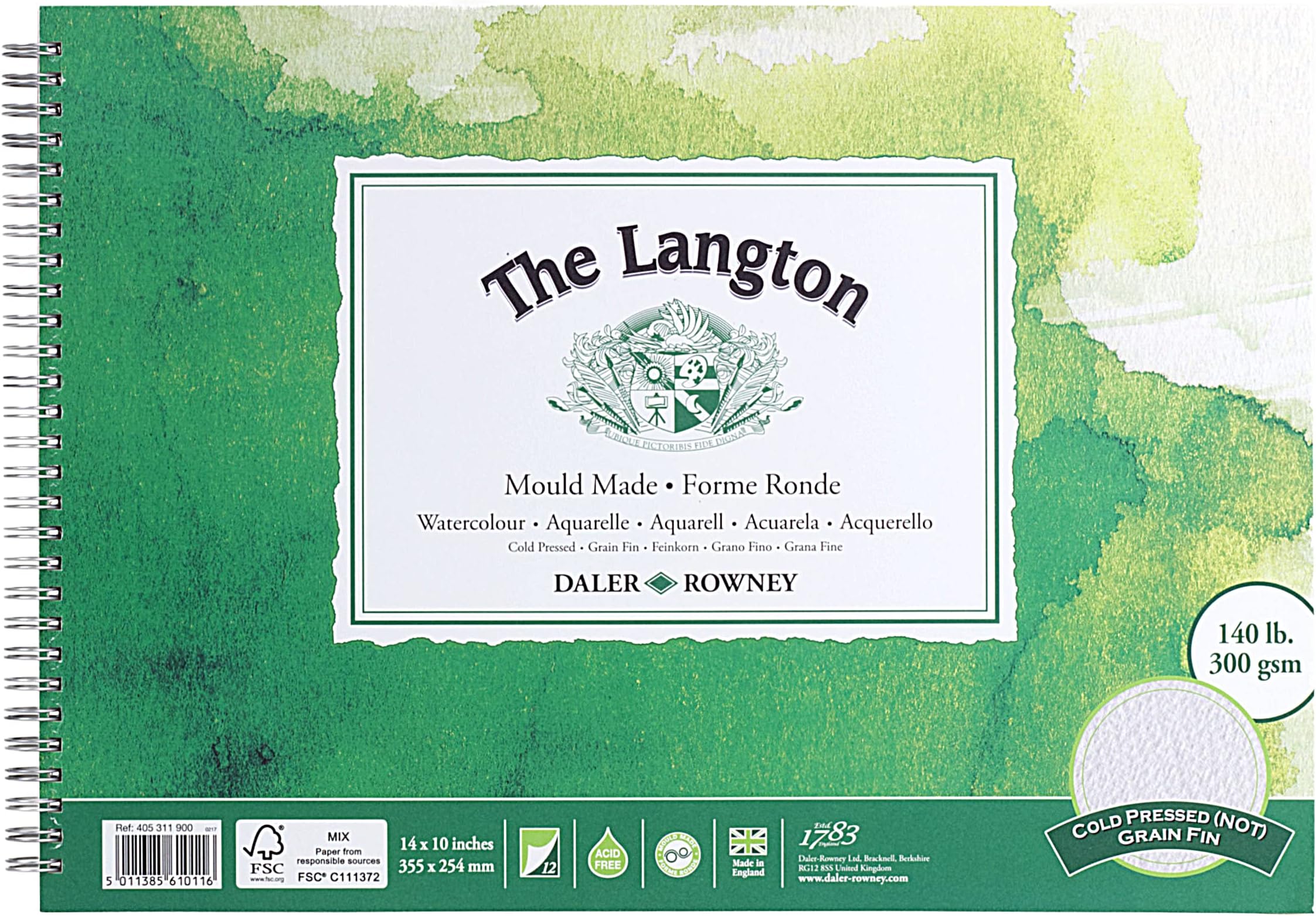 Daler-Rowney The Langton Rough 300 gsm A2 Watercolour Paper Pad, Glued ...