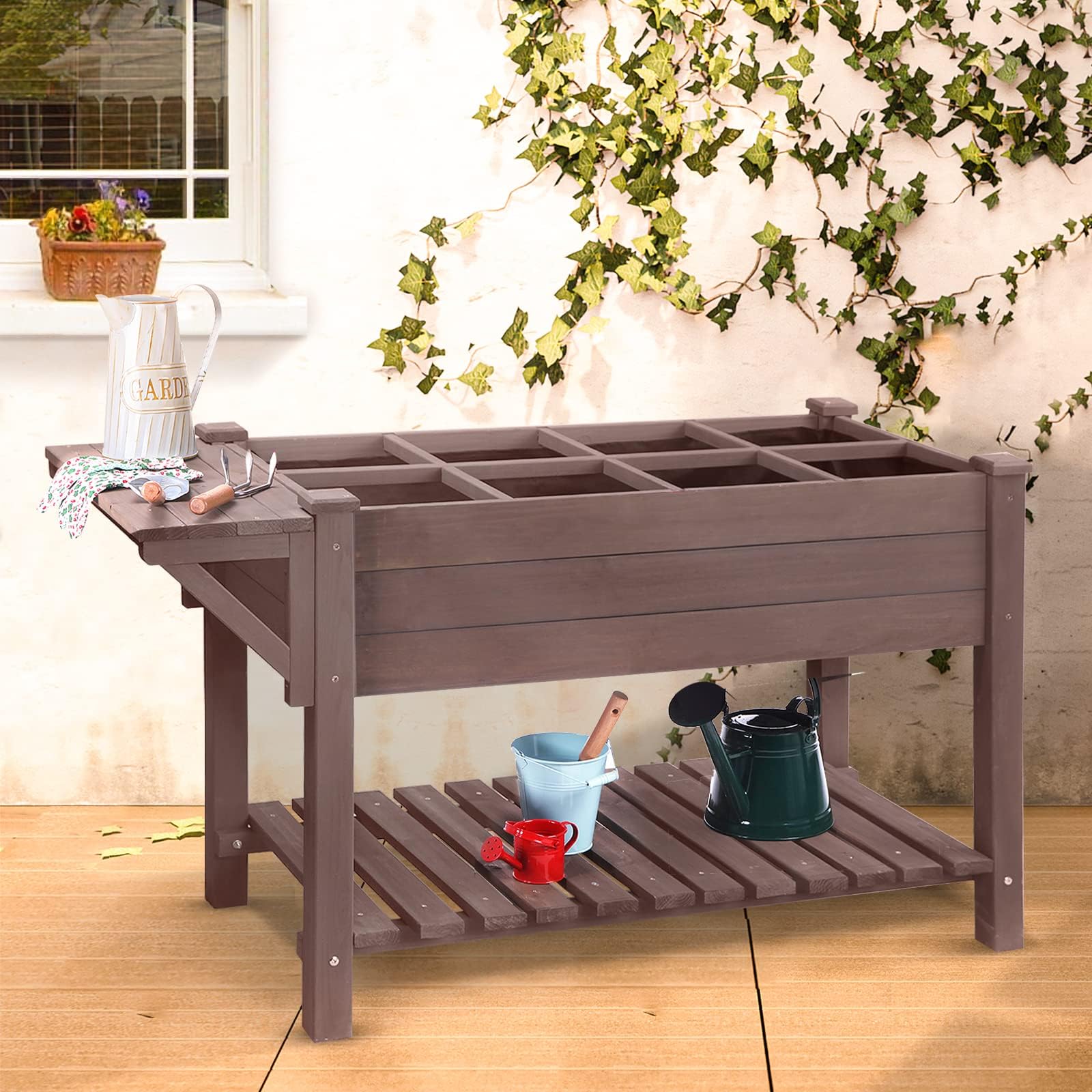 Amazon.com: PetsCosset Raised Garden Bed with Wheels, Elevated Wooden ...