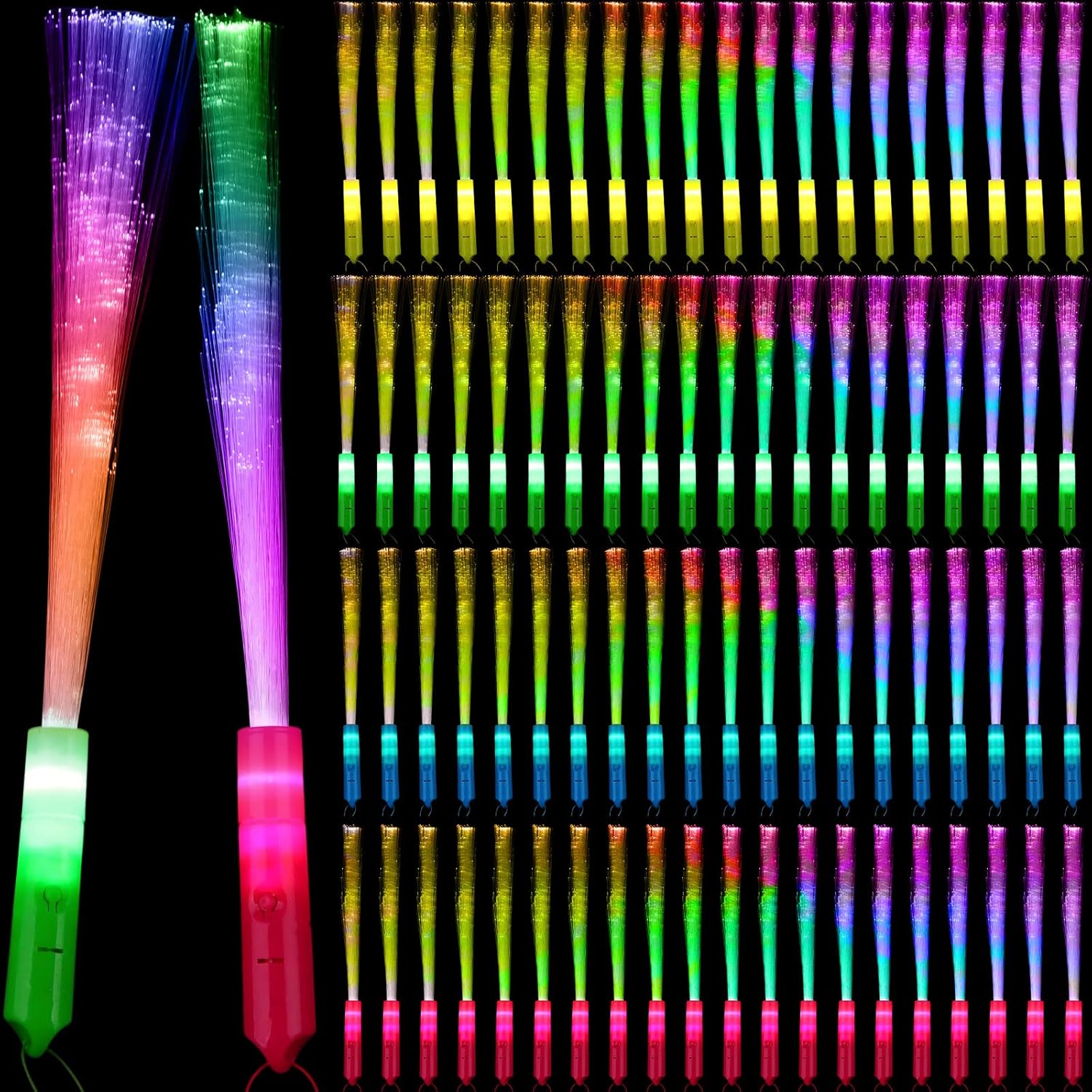 Amazon.com: 80pcs Fiber Optic Wand Led White Glow Sticks Light Up Magic ...