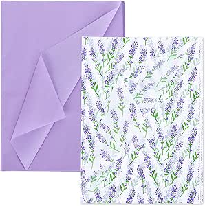 AnyDesign 100 Pack Purple Lavender Tissue Paper 2 Design Lavender Gift ...