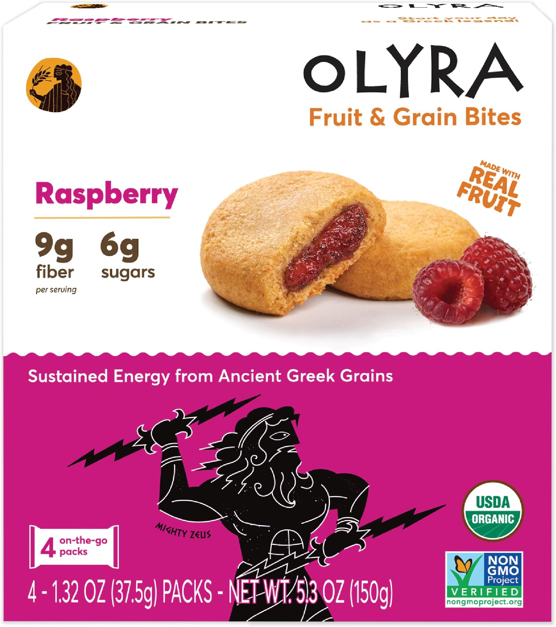 Amazon.com: Olyra Raspberry Organic Fruit Bars, Prebiotic High Fiber ...