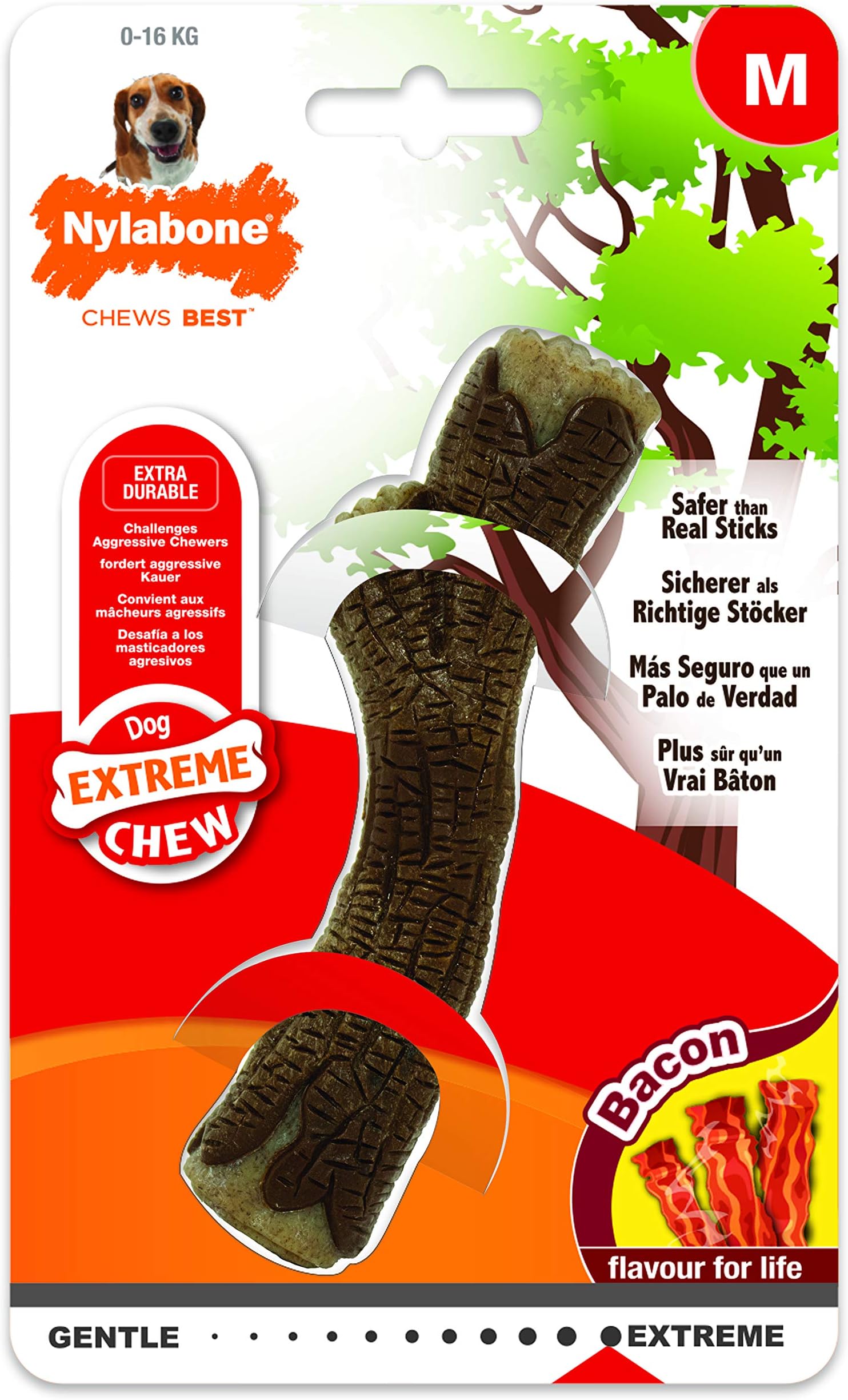 Nylabone Extreme Tough Dog Chew Toy Wooden Stick, Durable, Cleans Teeth ...