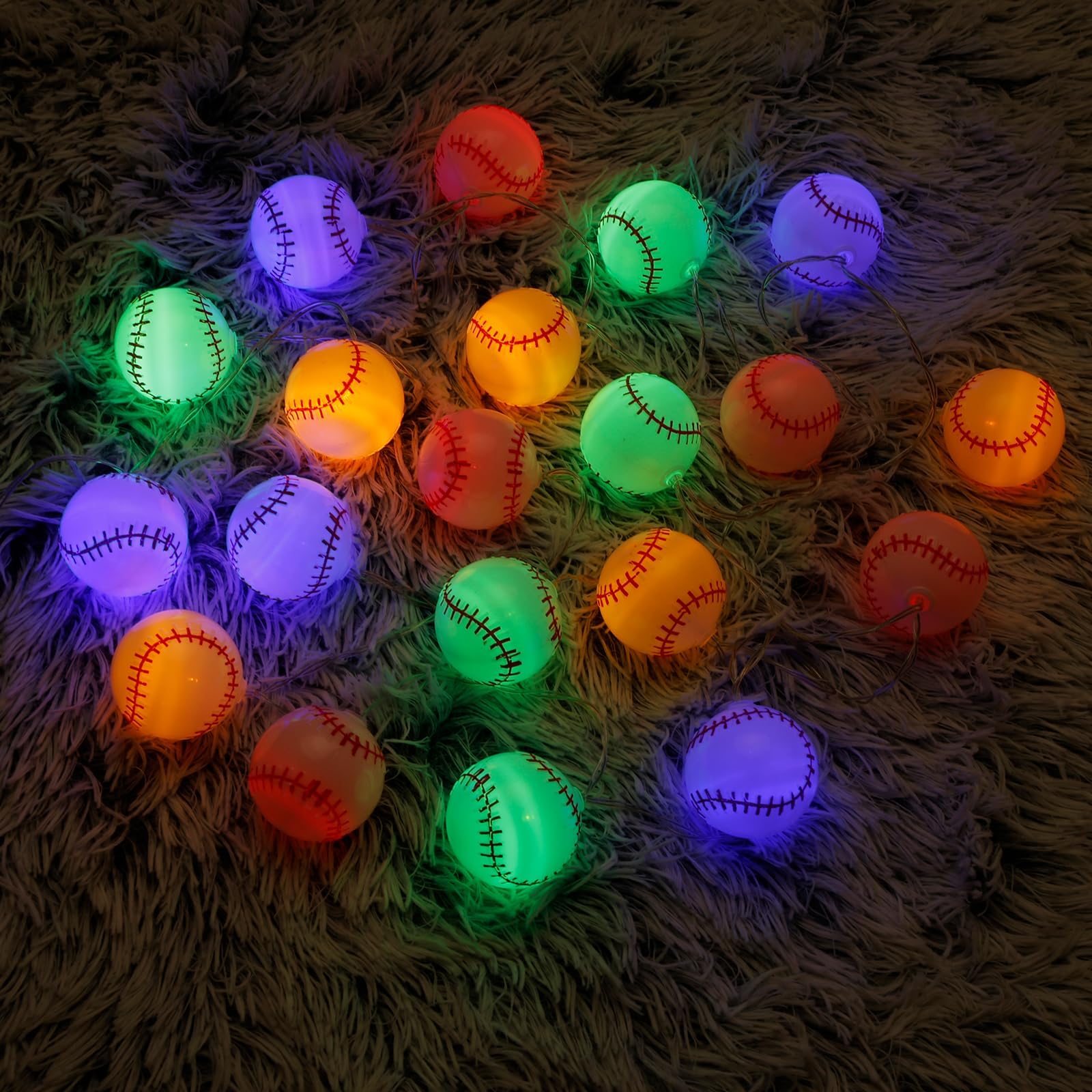 Amazon.com: Lights4fun, Inc. 6ft Baseball String Lights Battery ...