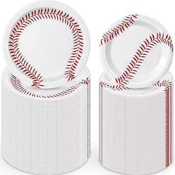 Amazon.com: 200 Pcs Baseball Paper Plates 9'' and 7'' Disposable ...