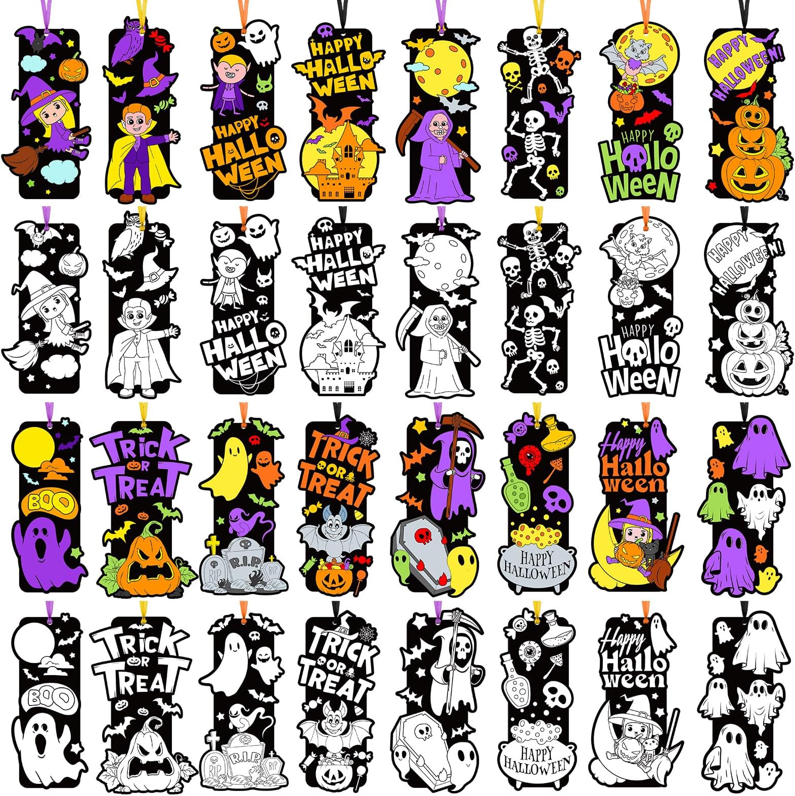 Amazon.com: HERZOME Halloween Bookmarks 64 Pieces Halloween Treats for ...