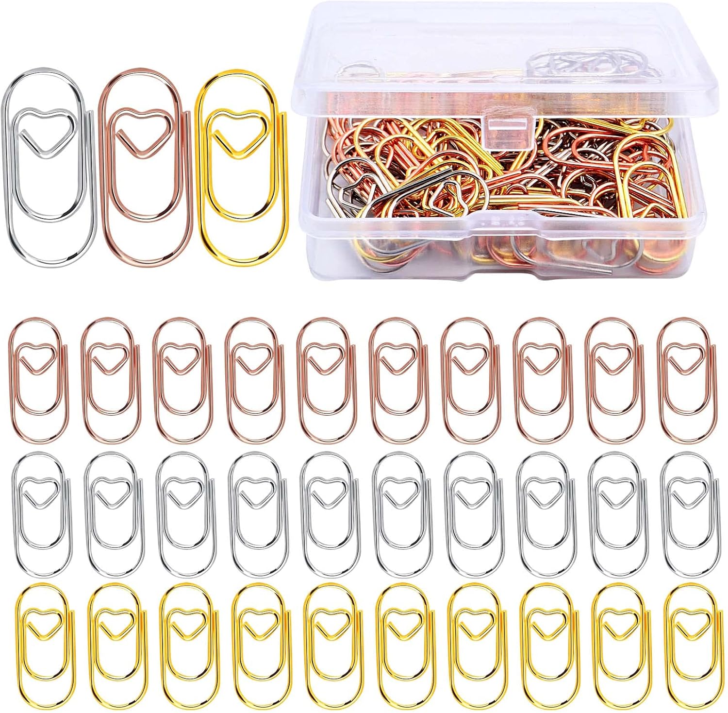 Amazon.com : 60pcs Cute Mini Paper Clips Metal Heart Shaped Paperclips ...
