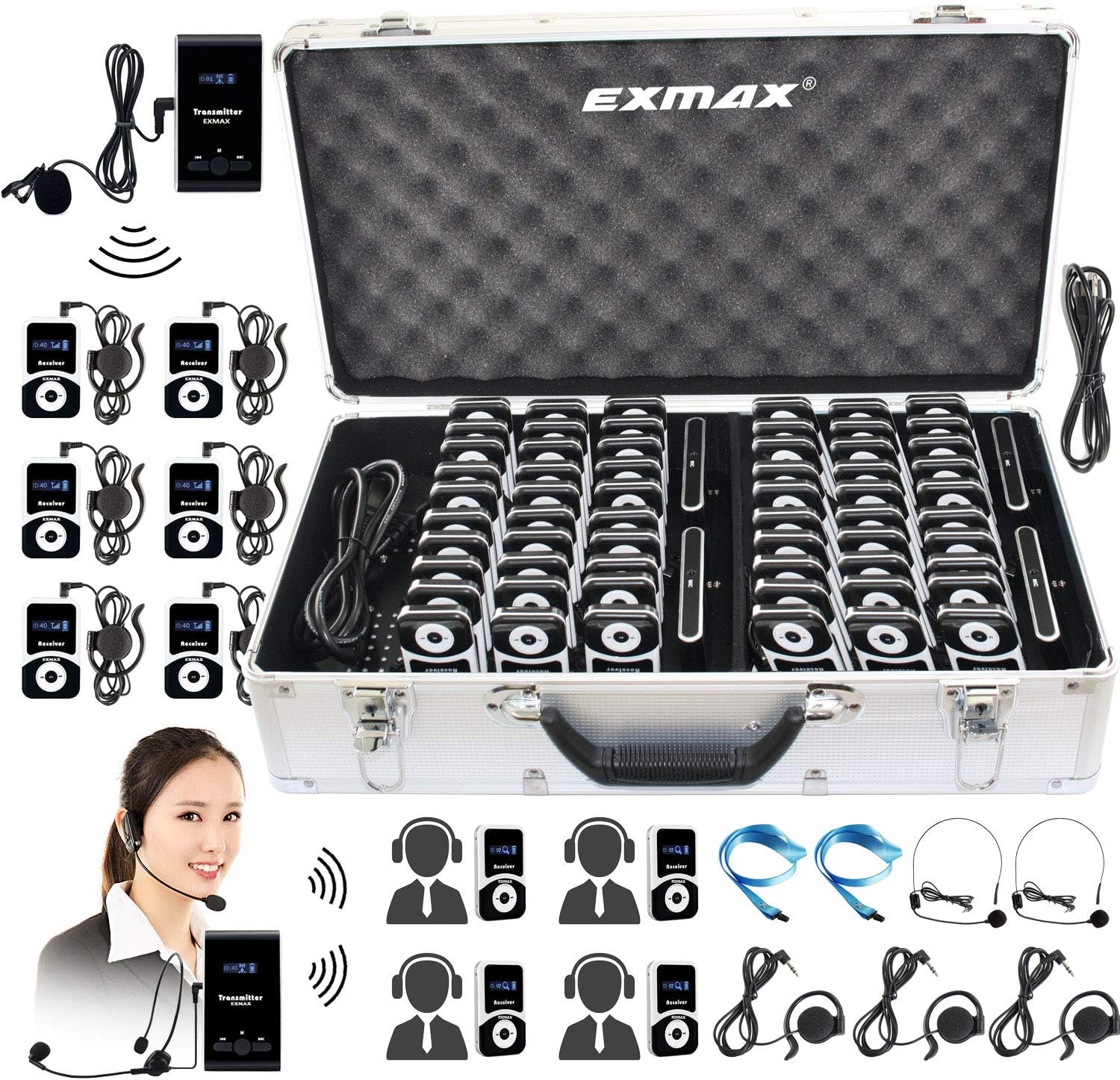 Amazon.com: EXMAX EX-100 Wireless Tour Guide System Live Translator ...