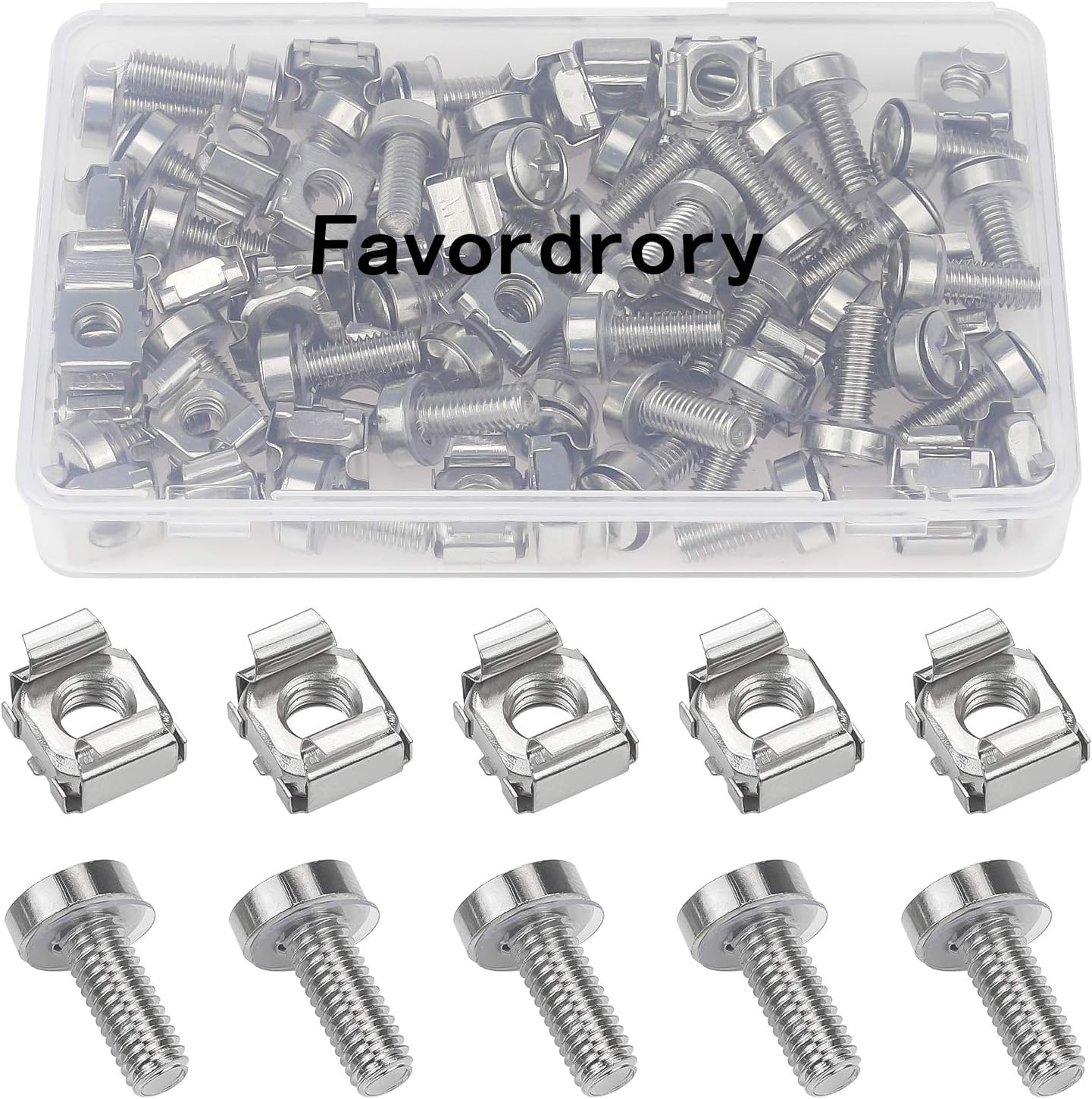 Amazon.com: Favordrory 30 Pack M6 x 20mm Rack Mount Cage Nuts, Screws ...