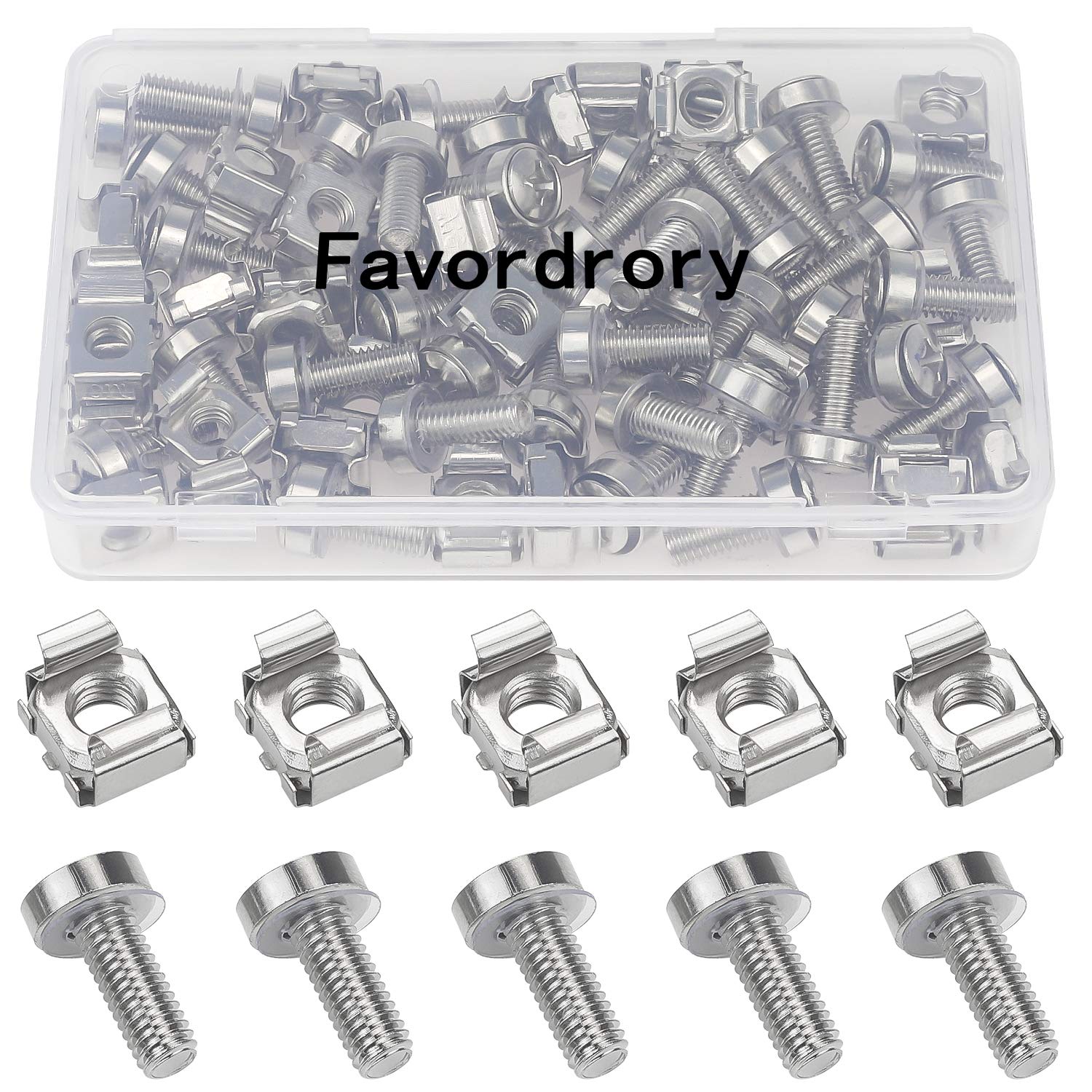 Favordrory 30 Pack M6 x 20mm Rack Mount Cage Nuts, Screws and Washers ...