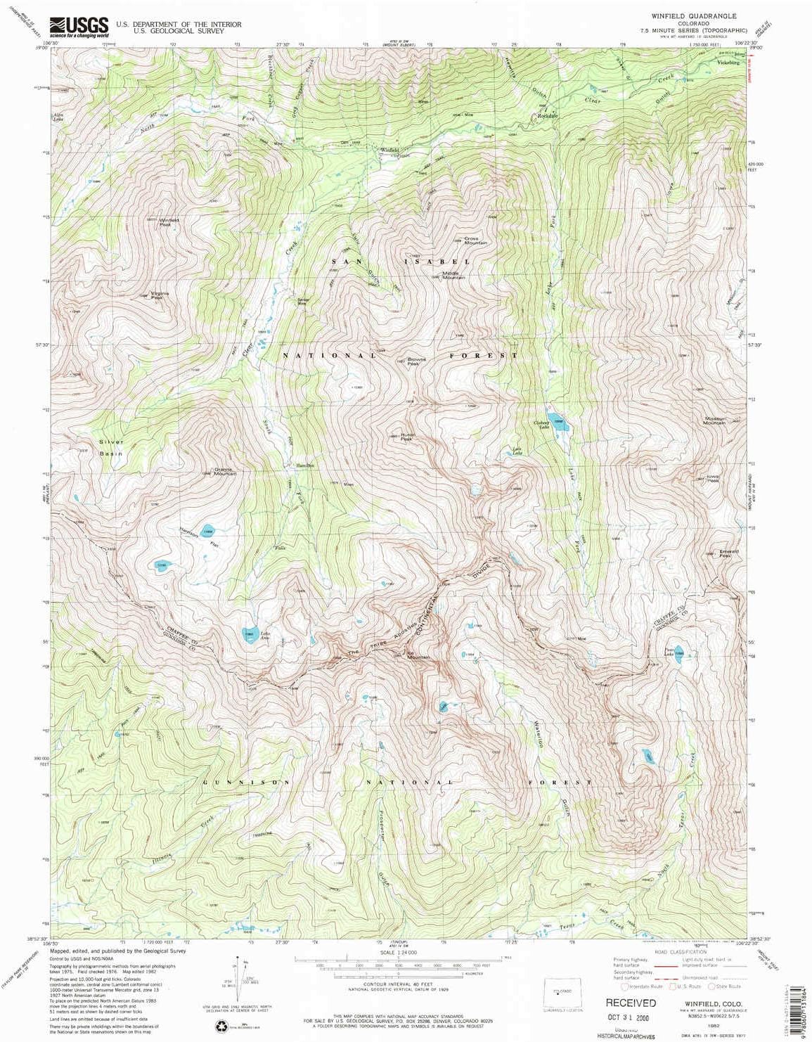 Amazon.com : YellowMaps Winfield CO topo map, 1:24000 Scale, 7.5 X 7.5 ...