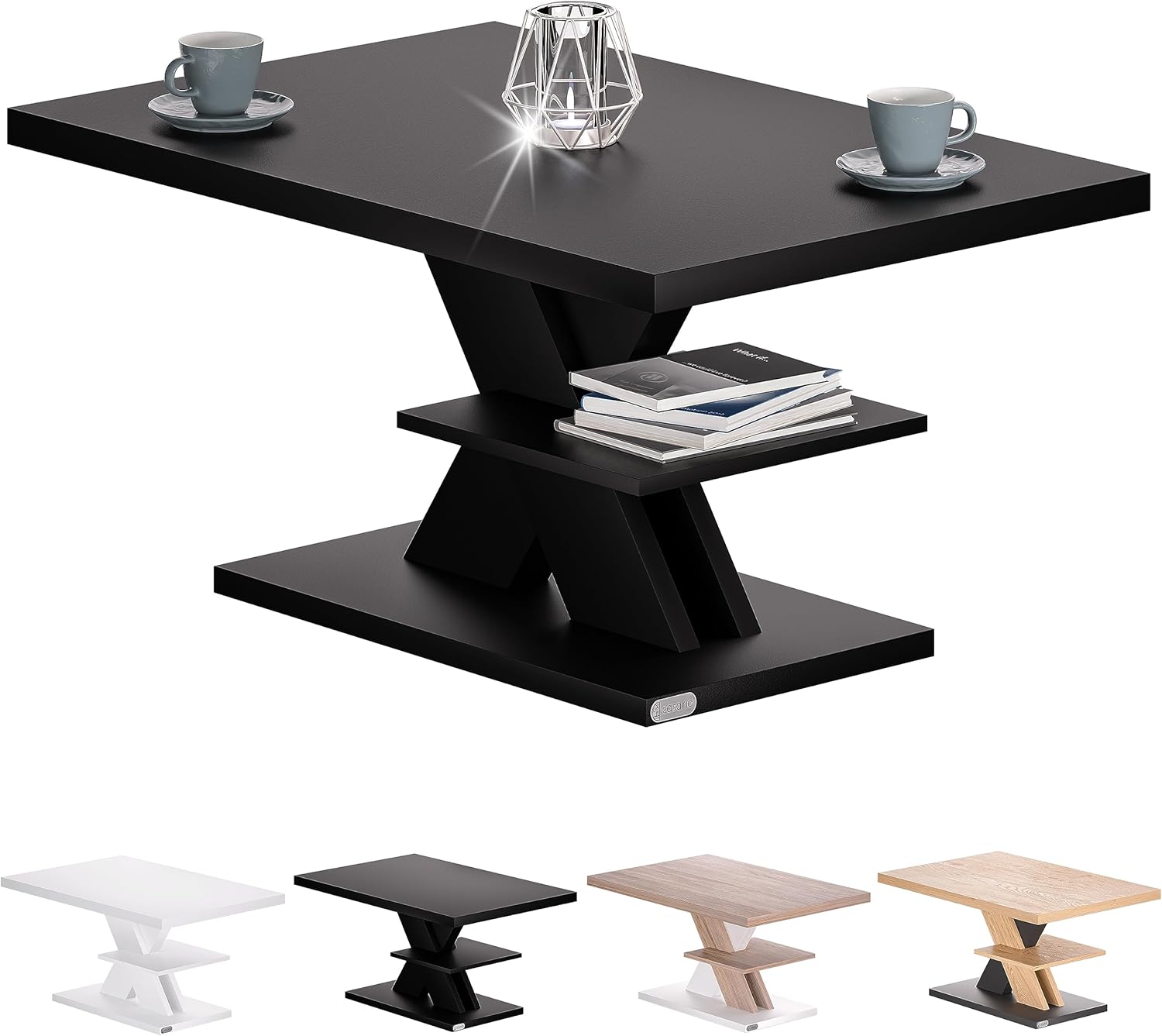 CASARIA® Detroit Coffee Table 90x60x45cm | Modern Design 50mm Table Top ...