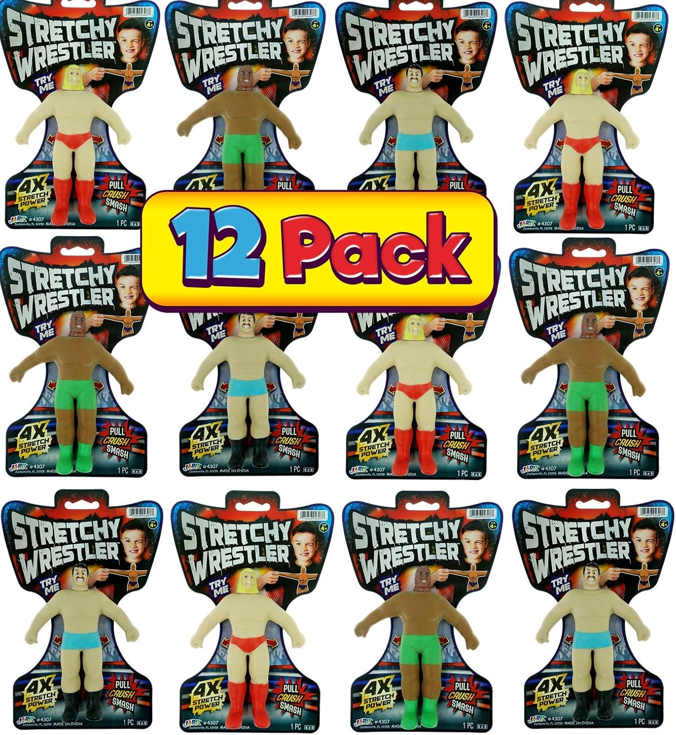 Buy Stretchy Toy Wrestler Figures Squish and Pull Toys (12 Pack Bulk ...