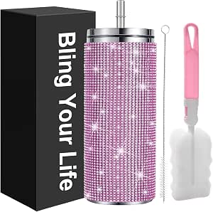 Amazon.com | WINCHERRIA Bling Cup,20oz Bling Water Bottle Rhinestone ...