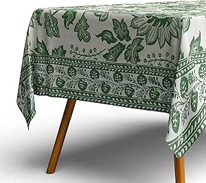 Amazon.com: 100% Organic Cotton Green Table Cloth, Indian Block Print ...