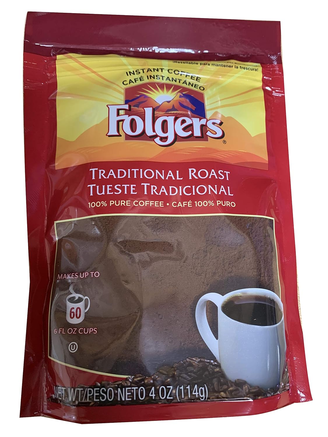 Amazon.com: Folgers Traditional Roast - Café instantáneo (4 onzas ...