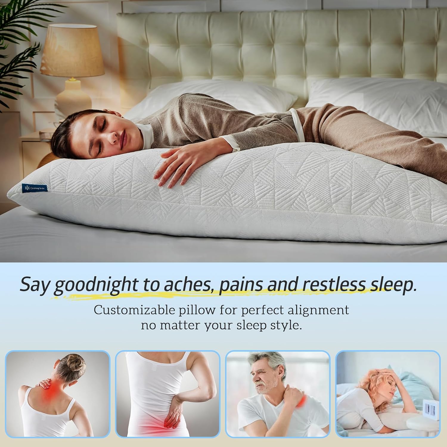Almohada corporal para adultos, almohada larga para cama, almohada de ...