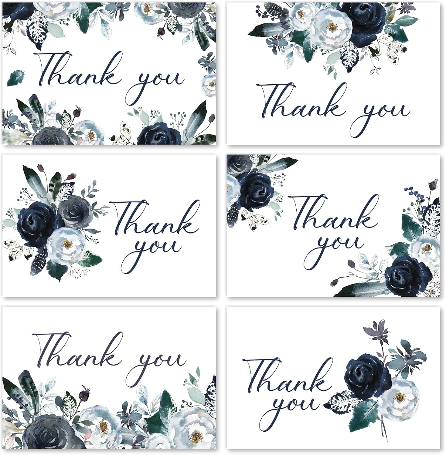Amazon.com : AnyDesign Floral Thank You Cards Bulk 24 Pack Watercolor ...