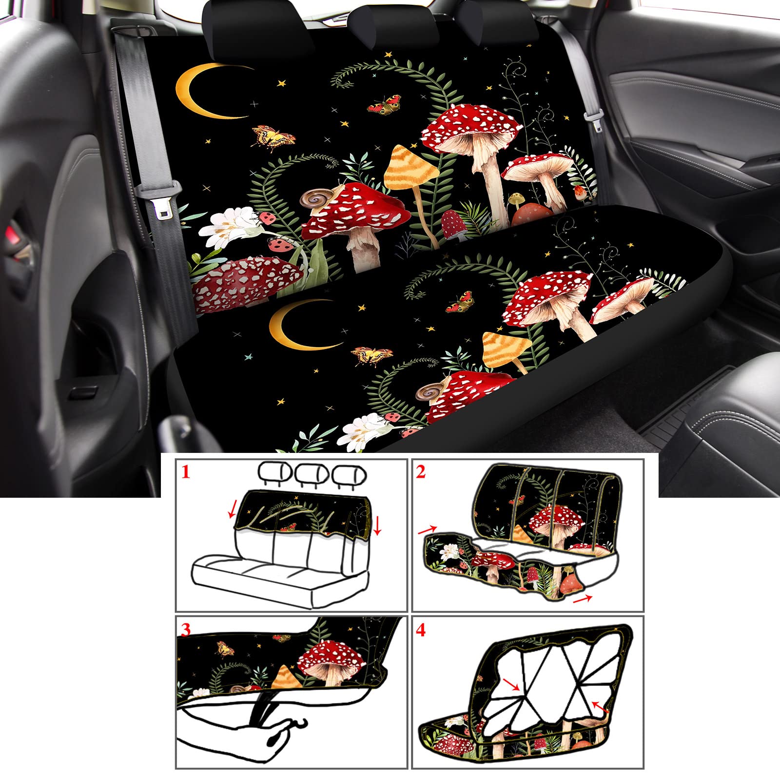 Snapklik.com : 17 Pcs Mushroom Car Seat Covers Car Accessories Full Set ...