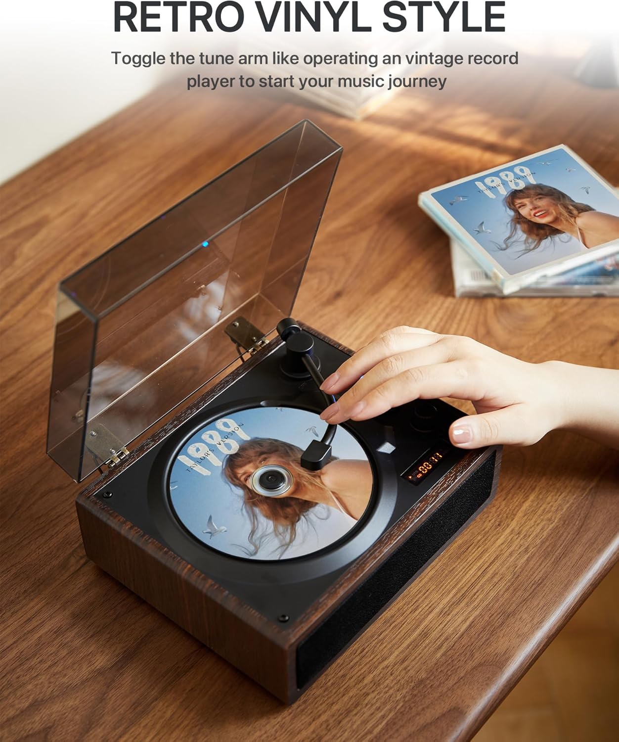Vintage CD Player with Bluetooth, Portable CD Player with Speaker ...