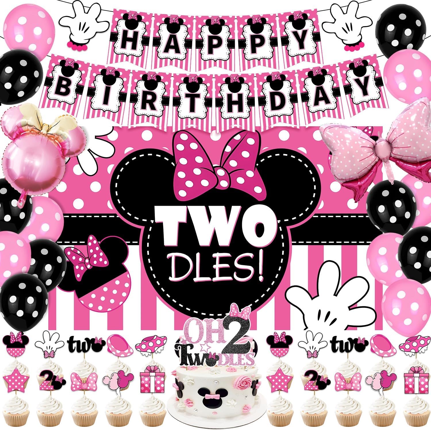 Amazon.com: Oh Twodles Birthday Party Supplies Girl, 2nd Birthday ...