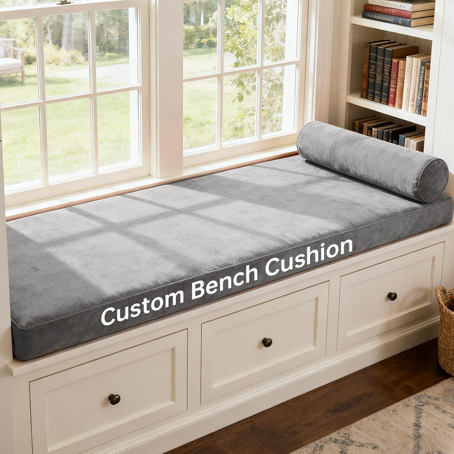 Ylymence Custom Size Bench and Bay Window Cushion – Indoor/Outdoor ...