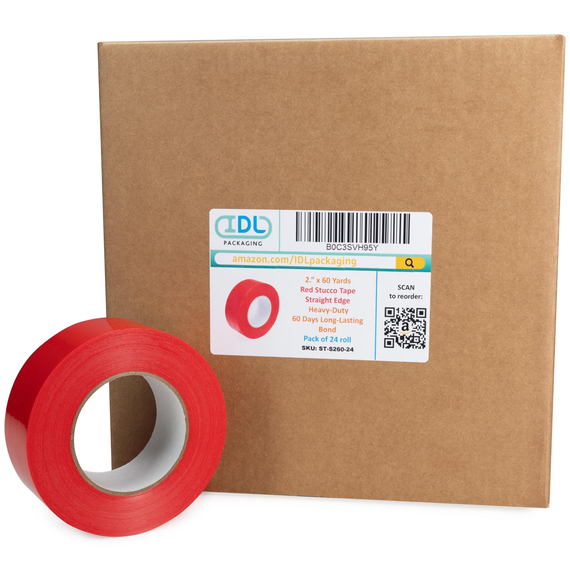 Snapklik.com : IDL Packaging 2" X 60 Yards Red Stucco Tape, 24 Rolls ...